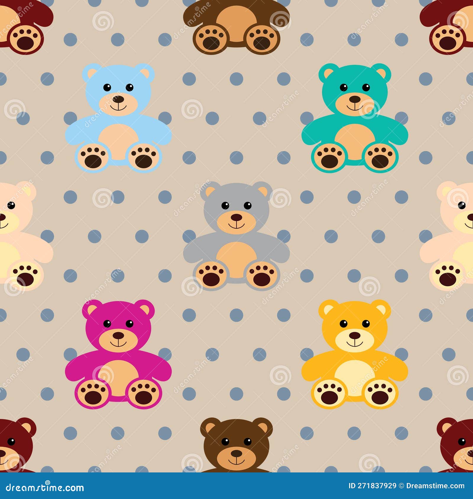 Seamless Repeating Pattern with Cute Bears Stock Illustration ...