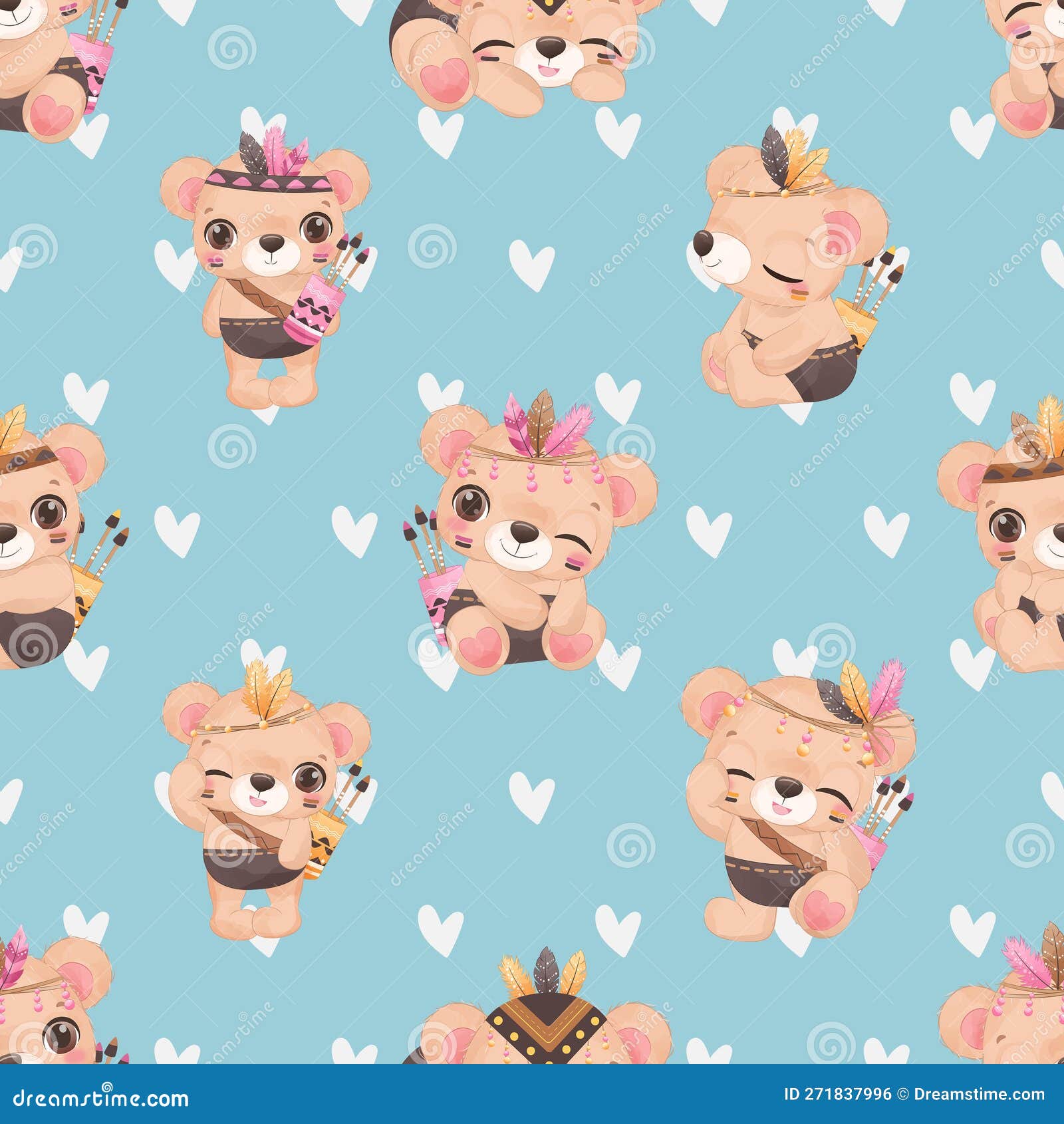 Seamless Repeating Pattern with Cute Bears Stock Illustration ...