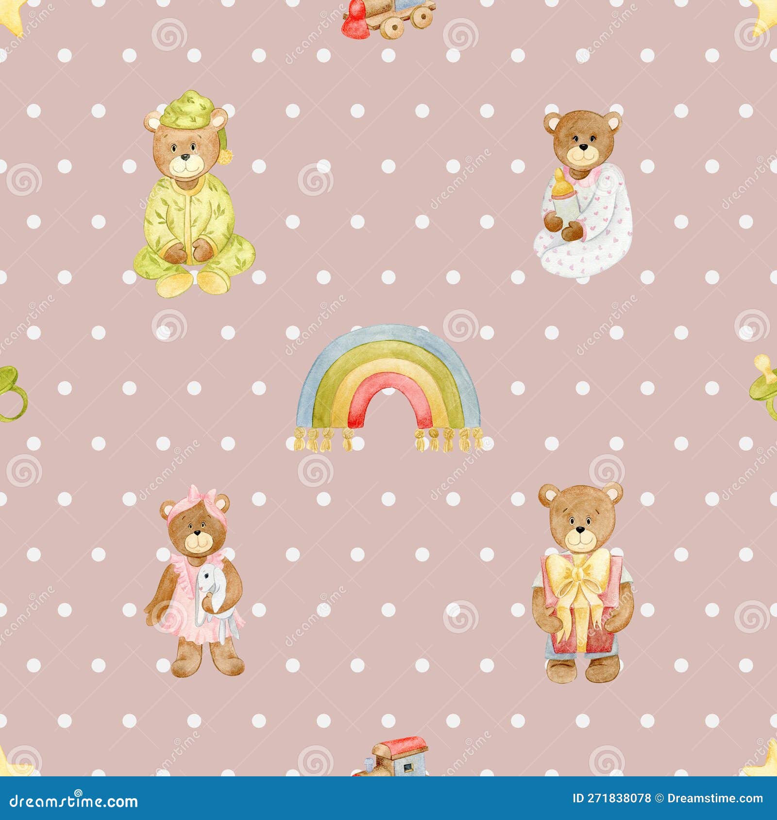 Seamless Repeating Pattern with Cute Bears Stock Illustration ...