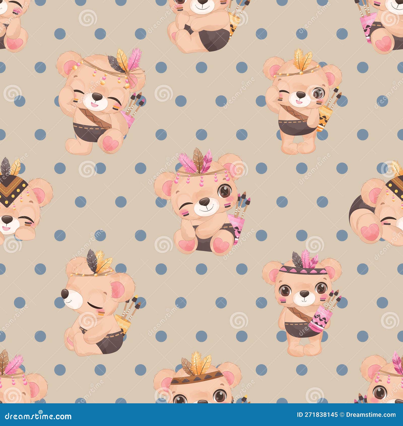Seamless Repeating Pattern with Cute Bears Stock Illustration ...
