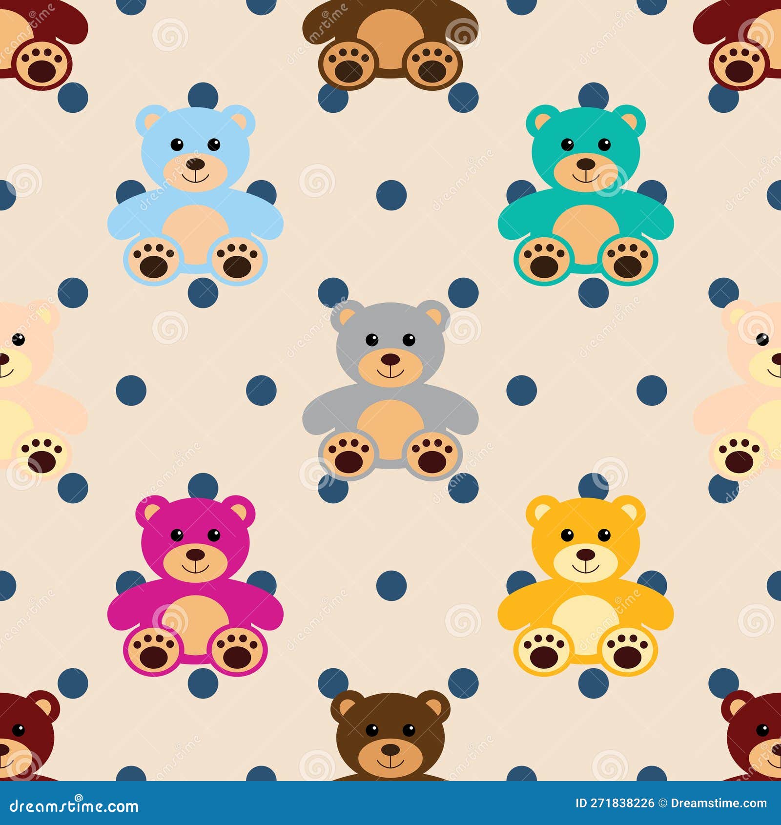 Seamless Repeating Pattern with Cute Bears Stock Illustration ...
