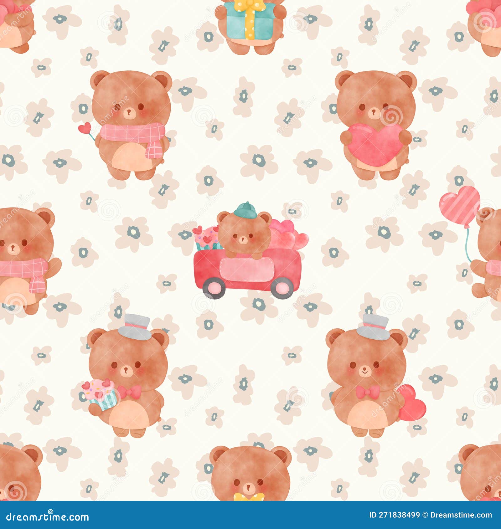 Seamless Repeating Pattern with Cute Bears Stock Illustration ...