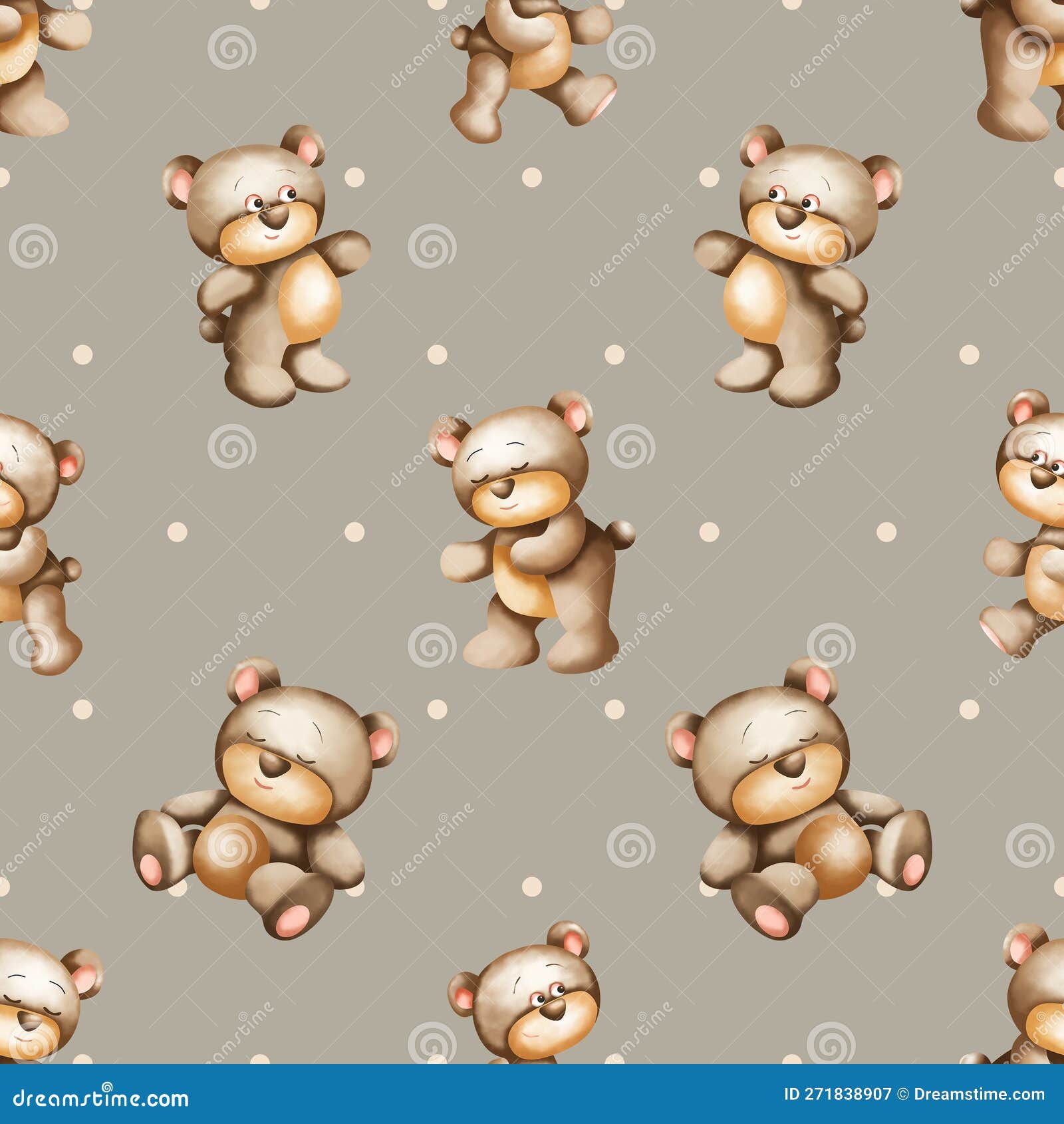 Seamless Repeating Pattern with Cute Bears Stock Illustration ...