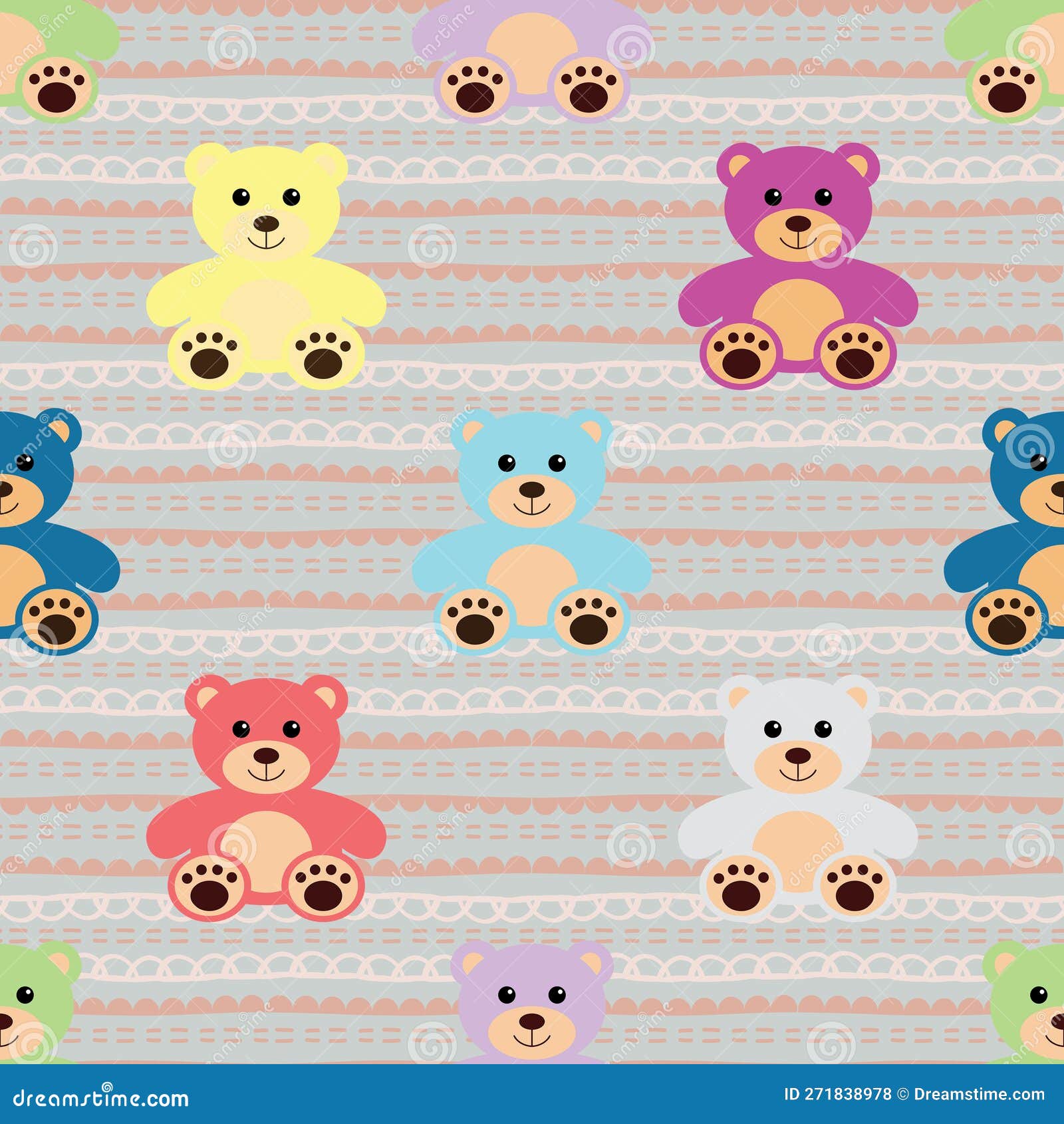 Seamless Repeating Pattern with Cute Bears Stock Illustration ...