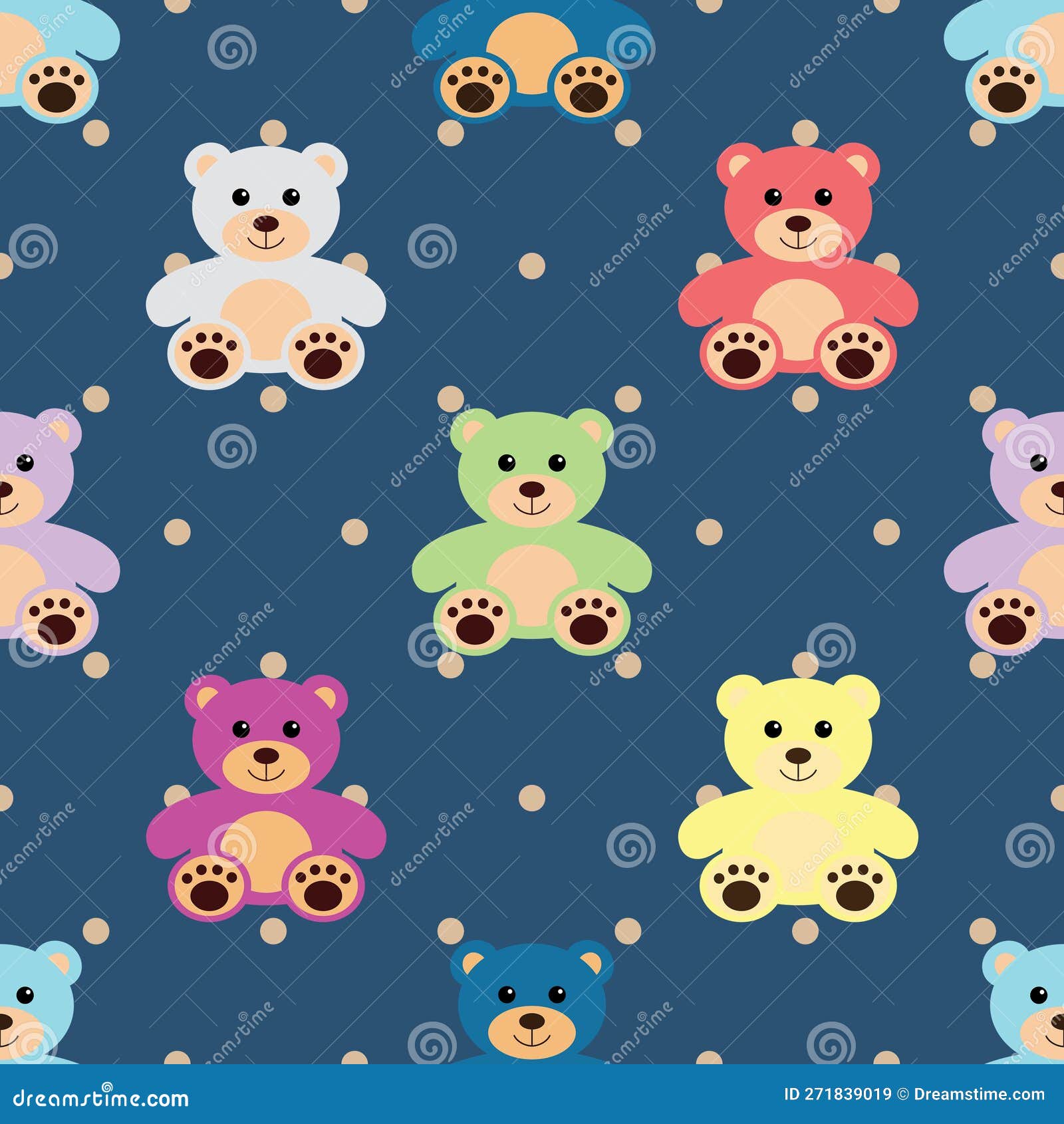 Seamless Repeating Pattern with Cute Bears Stock Illustration ...