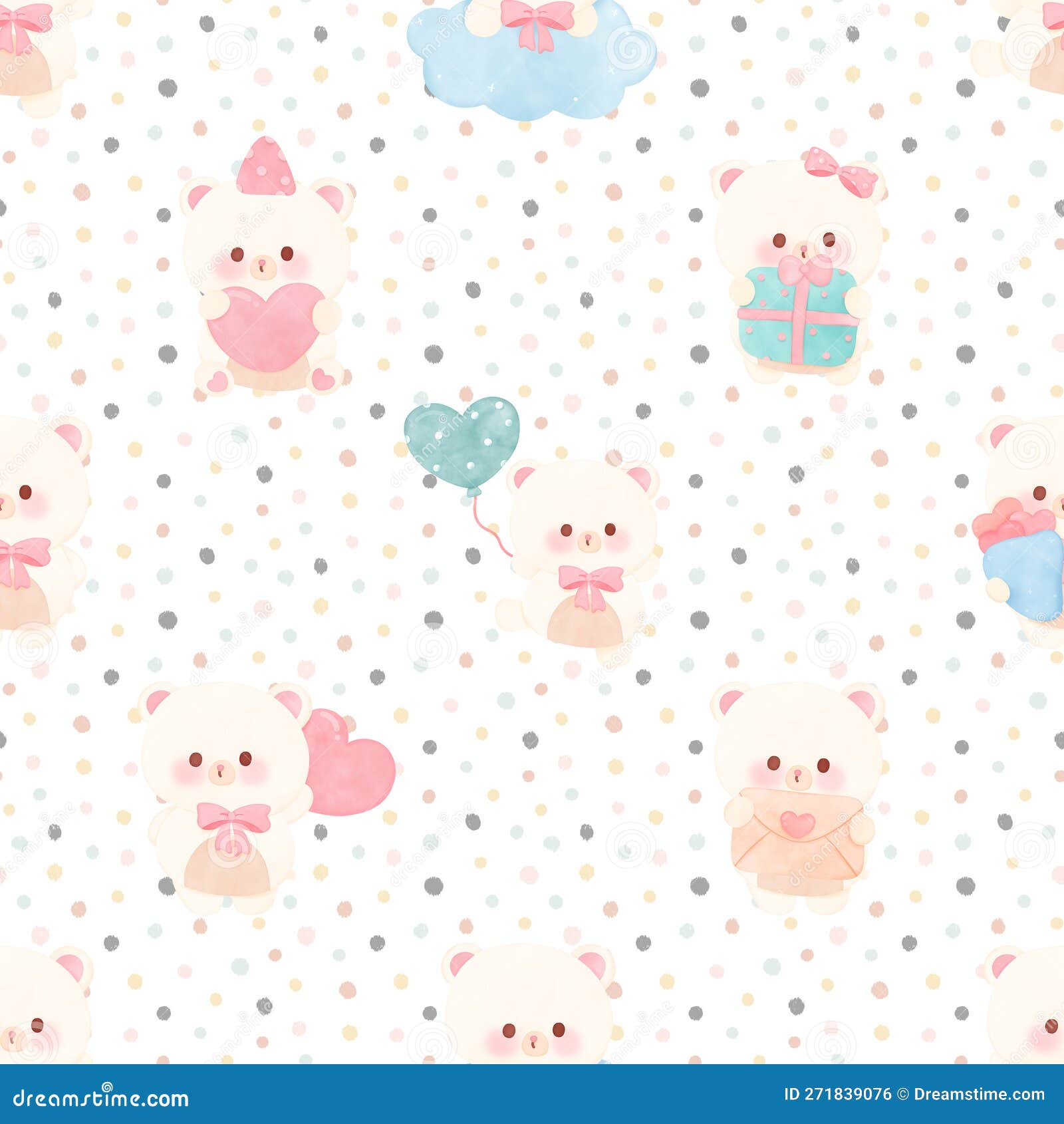 Seamless Repeating Pattern with Cute Bears Stock Illustration ...