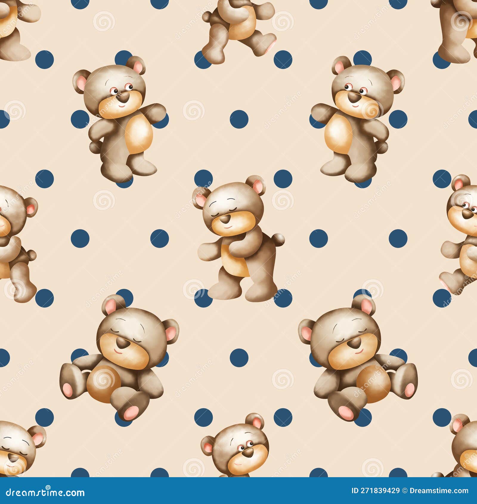 Seamless Repeating Pattern with Cute Bears Stock Illustration ...