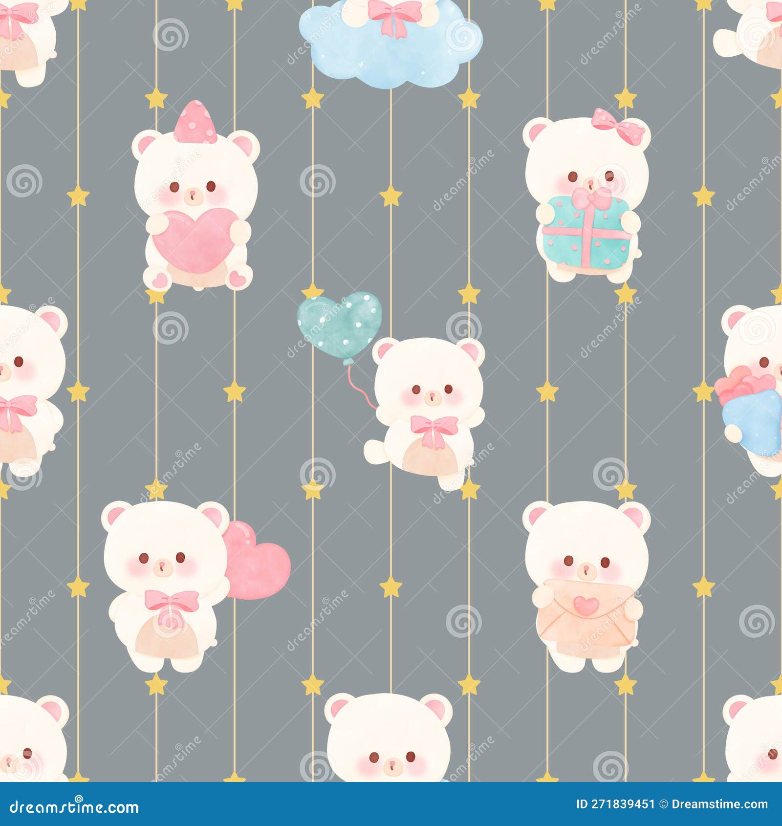 Seamless Repeating Pattern with Cute Bears Stock Illustration ...