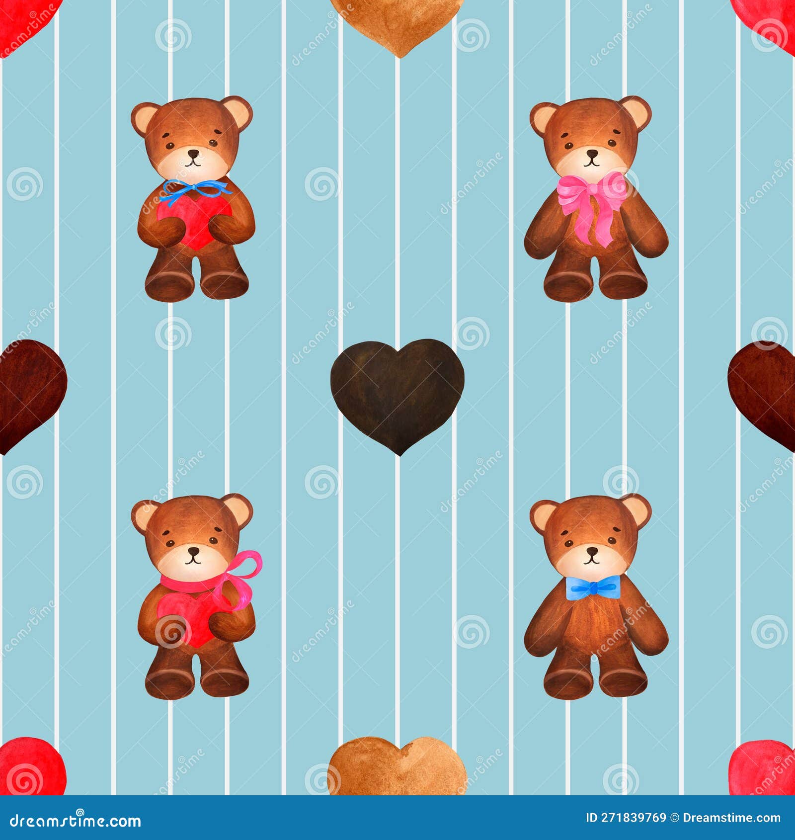 Seamless Repeating Pattern with Cute Bears Stock Illustration ...