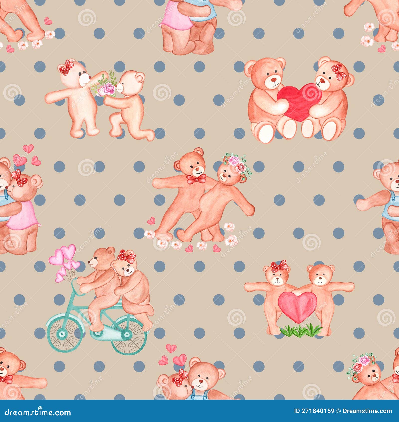 Seamless Repeating Pattern with Cute Bears Stock Illustration ...