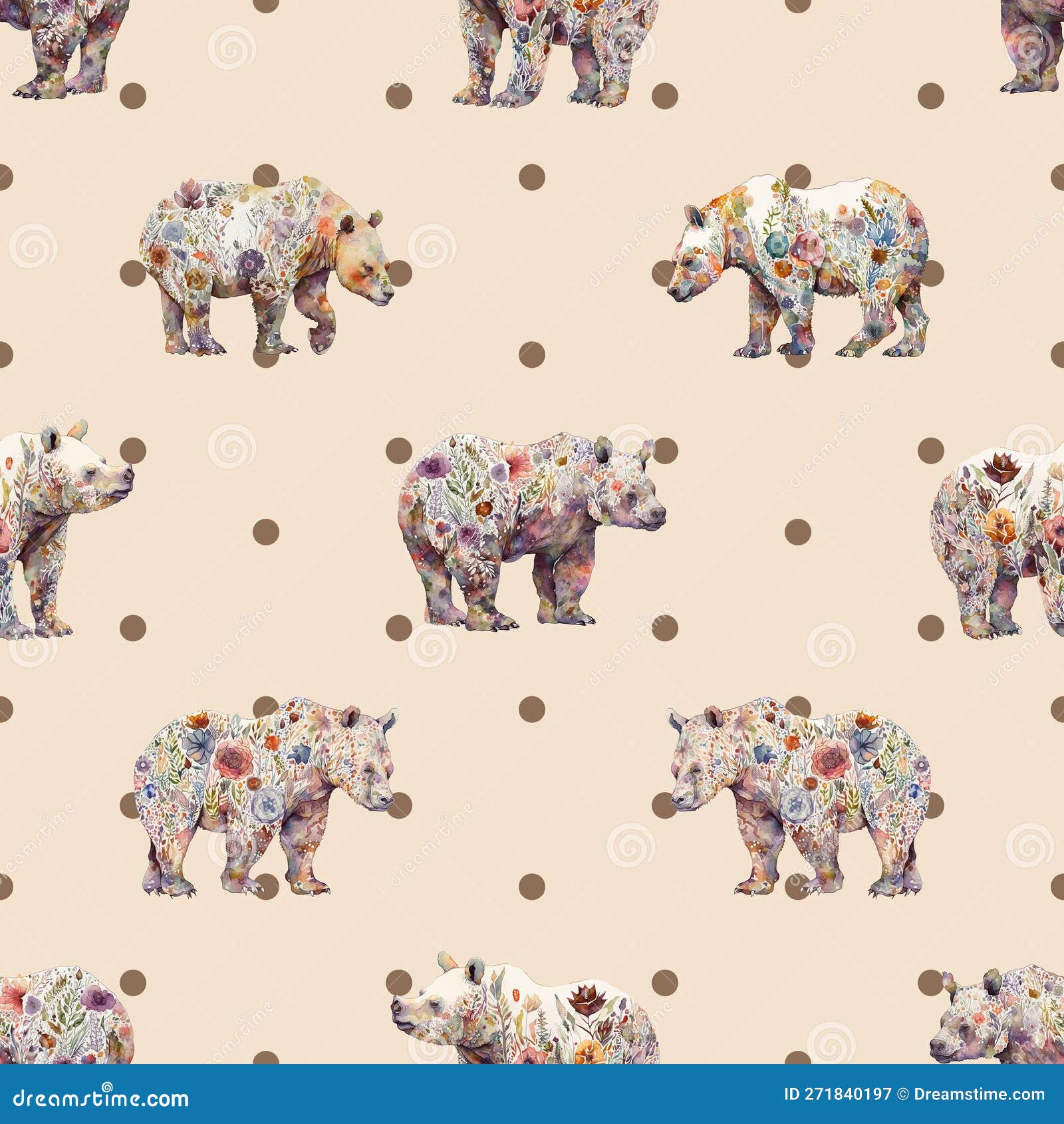 Seamless Repeating Pattern with Cute Bears Stock Illustration ...