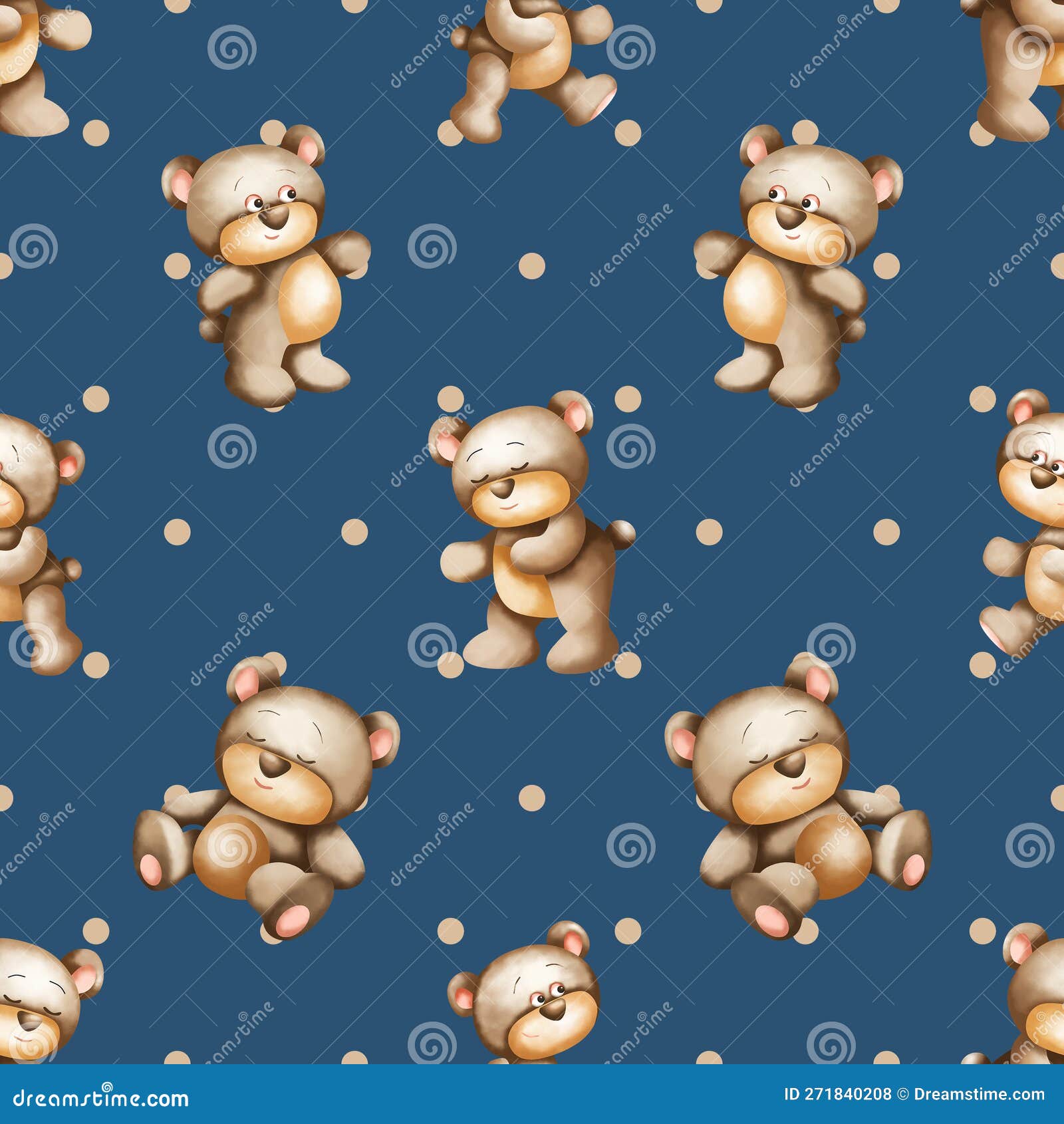 Seamless Repeating Pattern with Cute Bears Stock Illustration ...