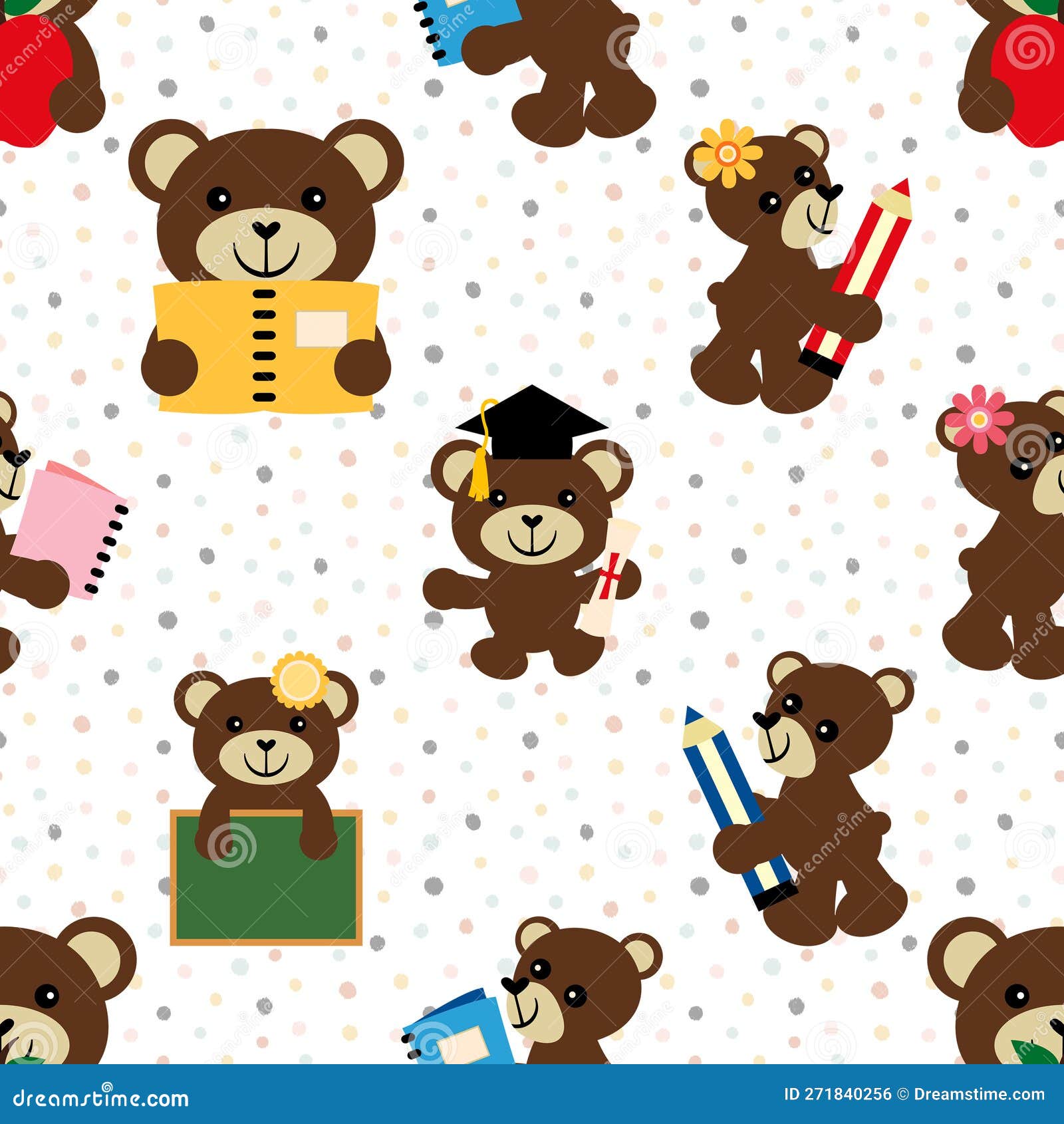 Seamless Repeating Pattern with Cute Bears Stock Illustration ...
