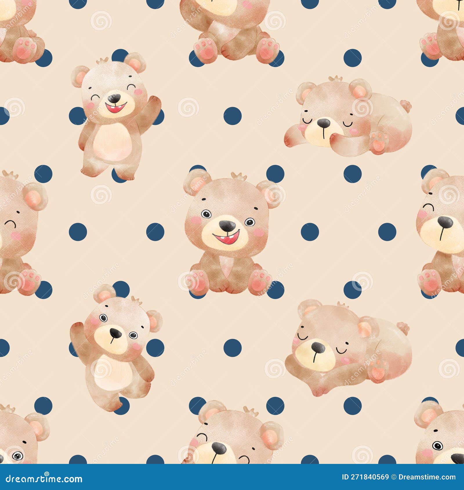 Seamless Repeating Pattern with Cute Bears Stock Illustration ...