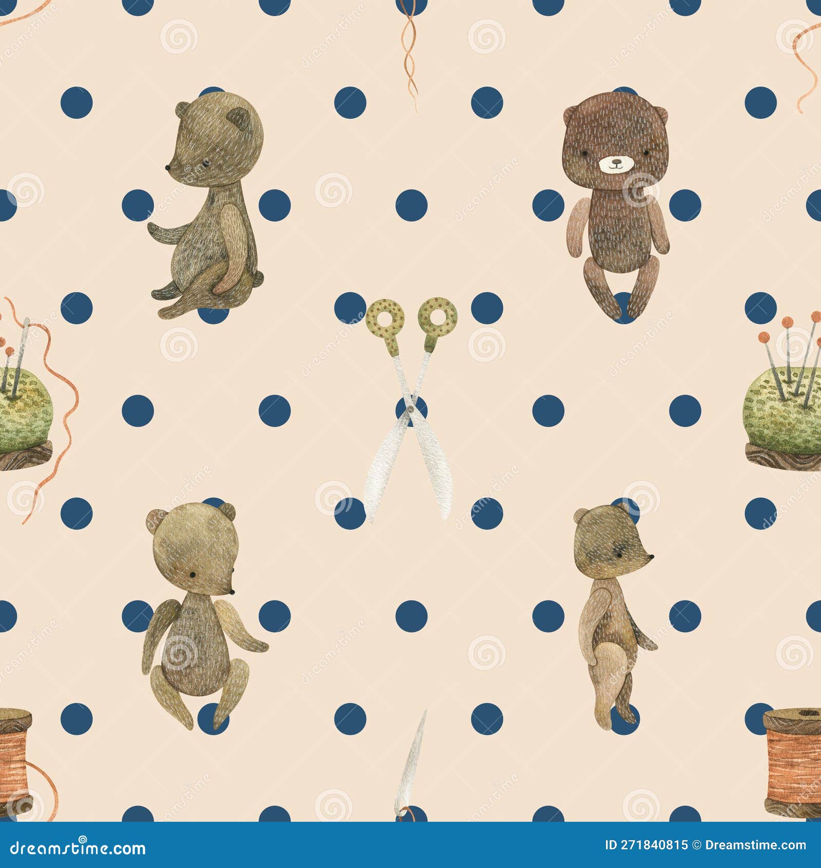 Seamless Repeating Pattern with Cute Bears Stock Illustration ...