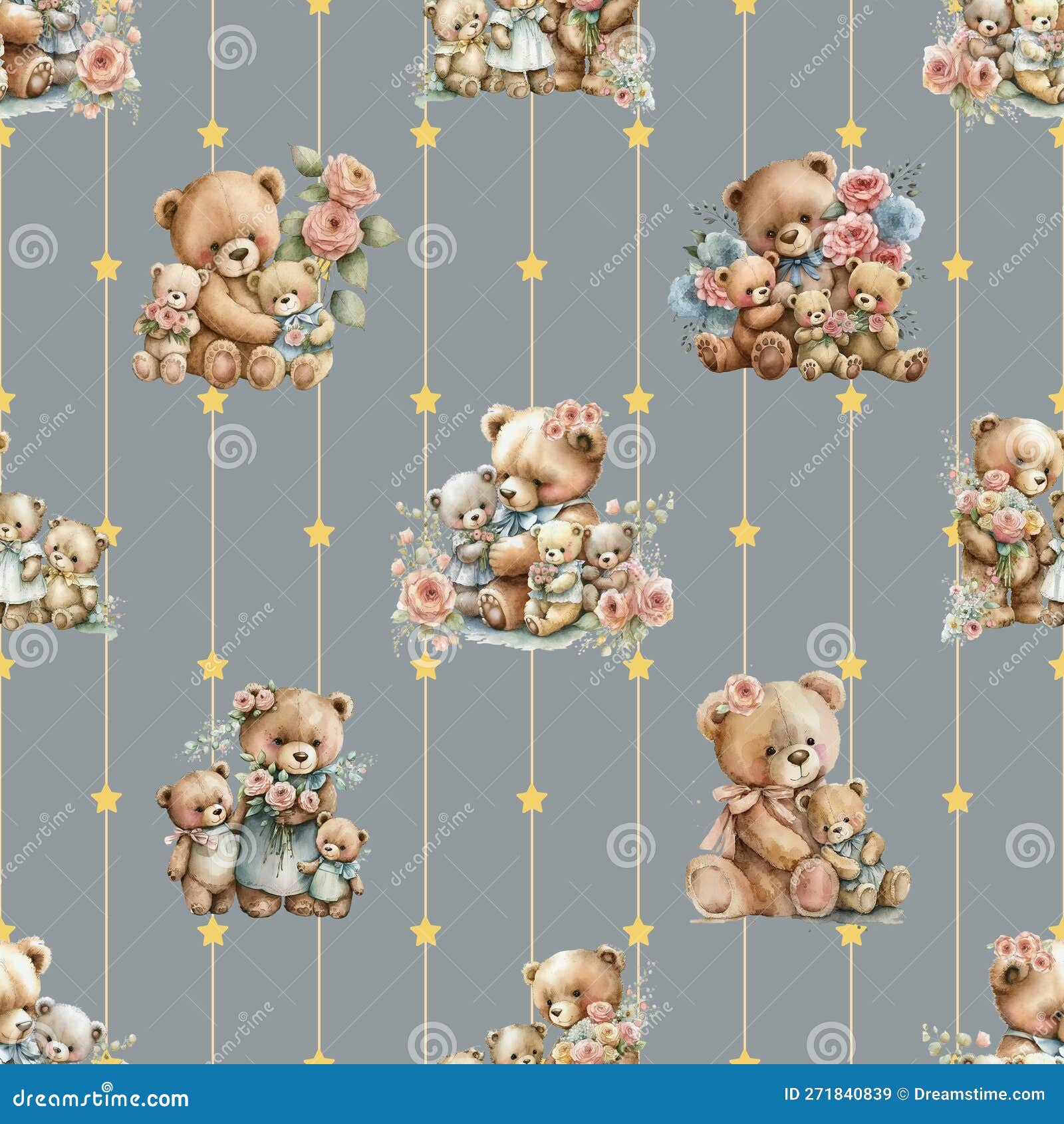 Seamless Repeating Pattern with Cute Bears Stock Illustration ...