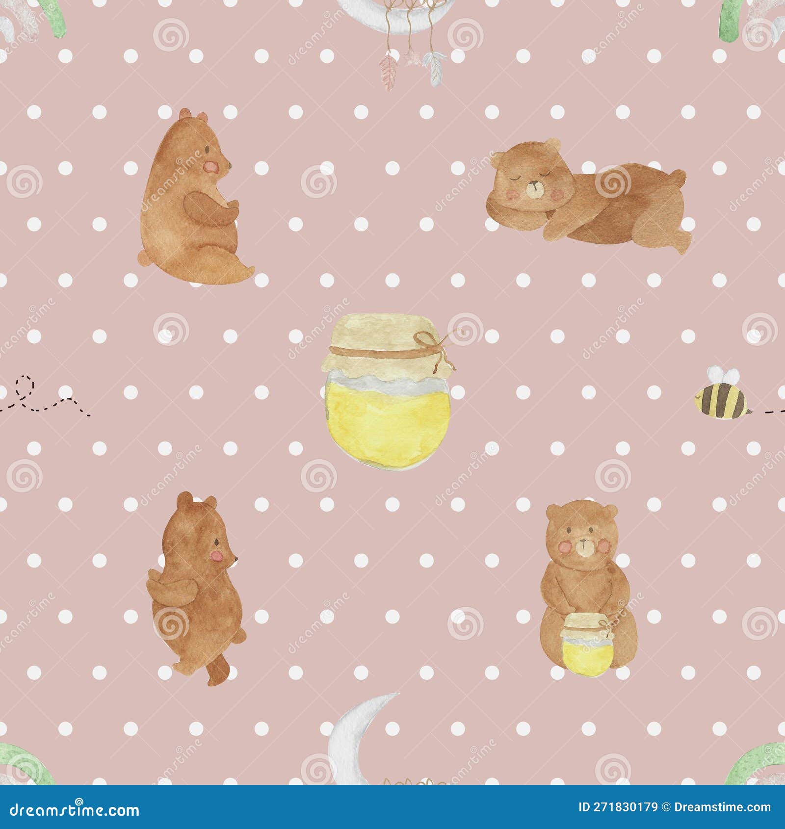 Seamless Repeating Pattern with Cute Bears Stock Illustration ...
