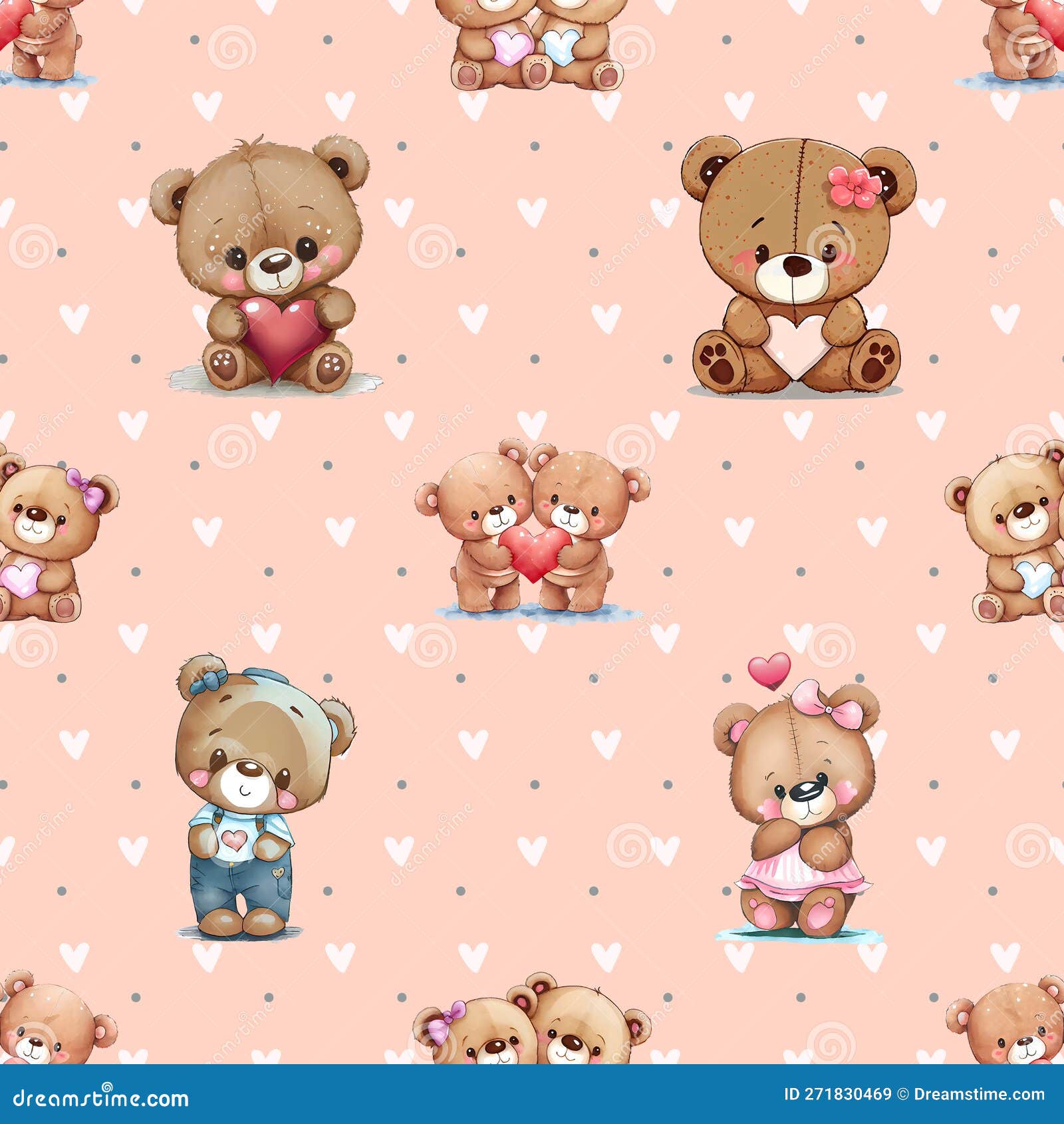 Seamless Repeating Pattern with Cute Bears Stock Illustration ...