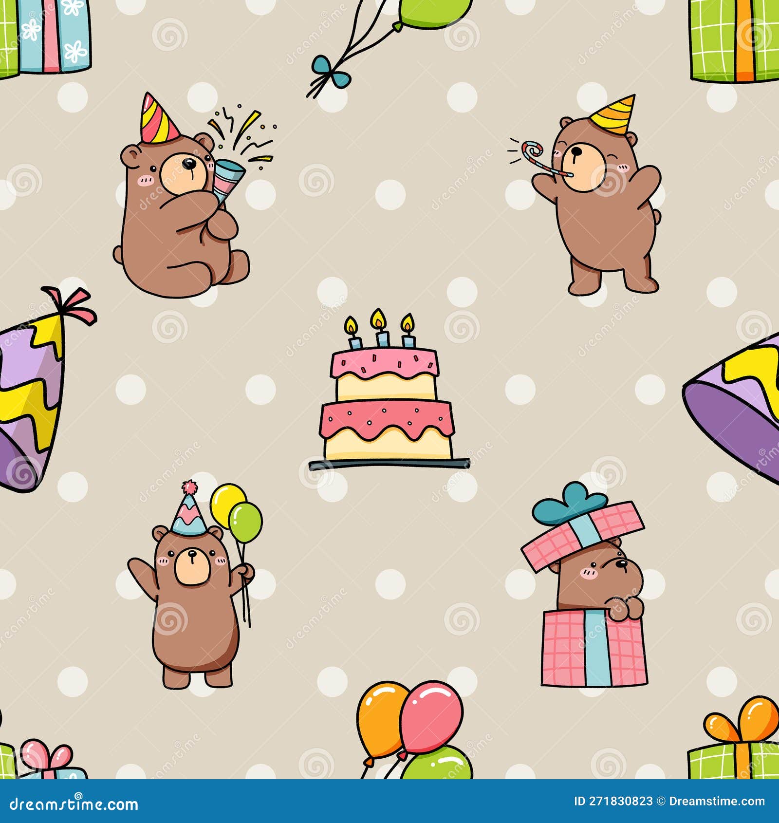 Seamless Repeating Pattern with Cute Bears Stock Illustration ...