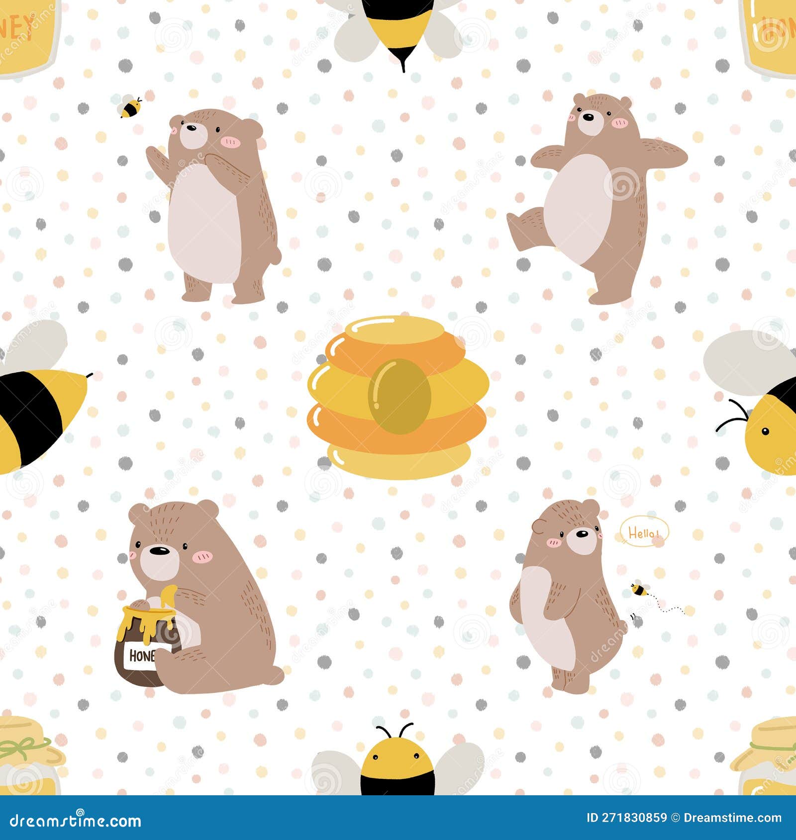 Seamless Repeating Pattern with Cute Bears Stock Illustration ...