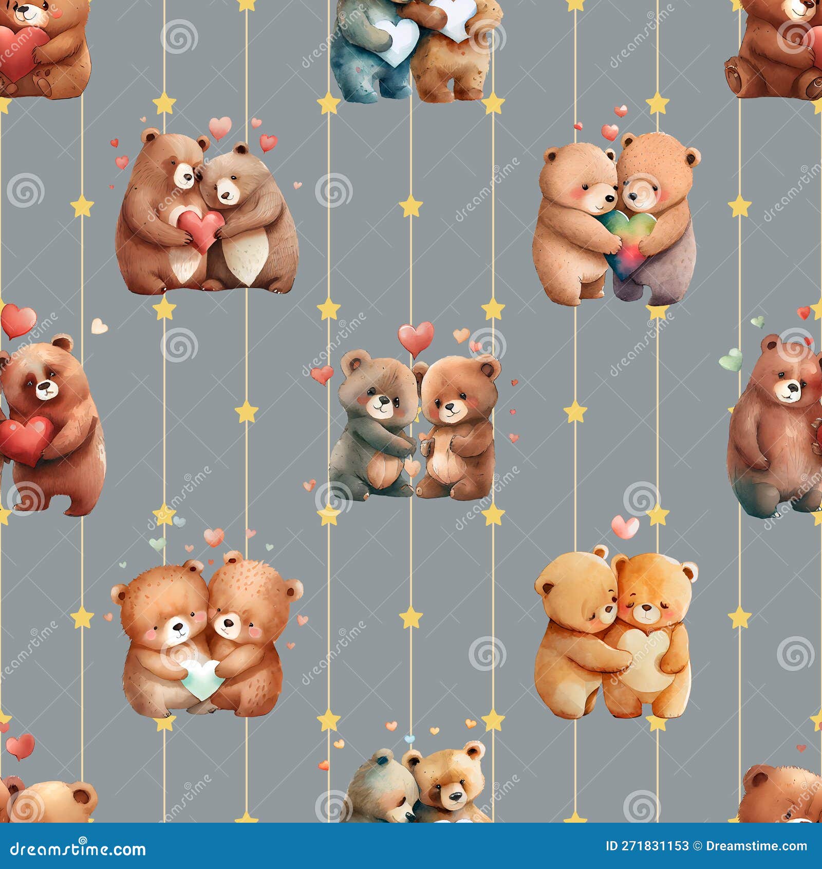 Seamless Repeating Pattern with Cute Bears Stock Illustration ...