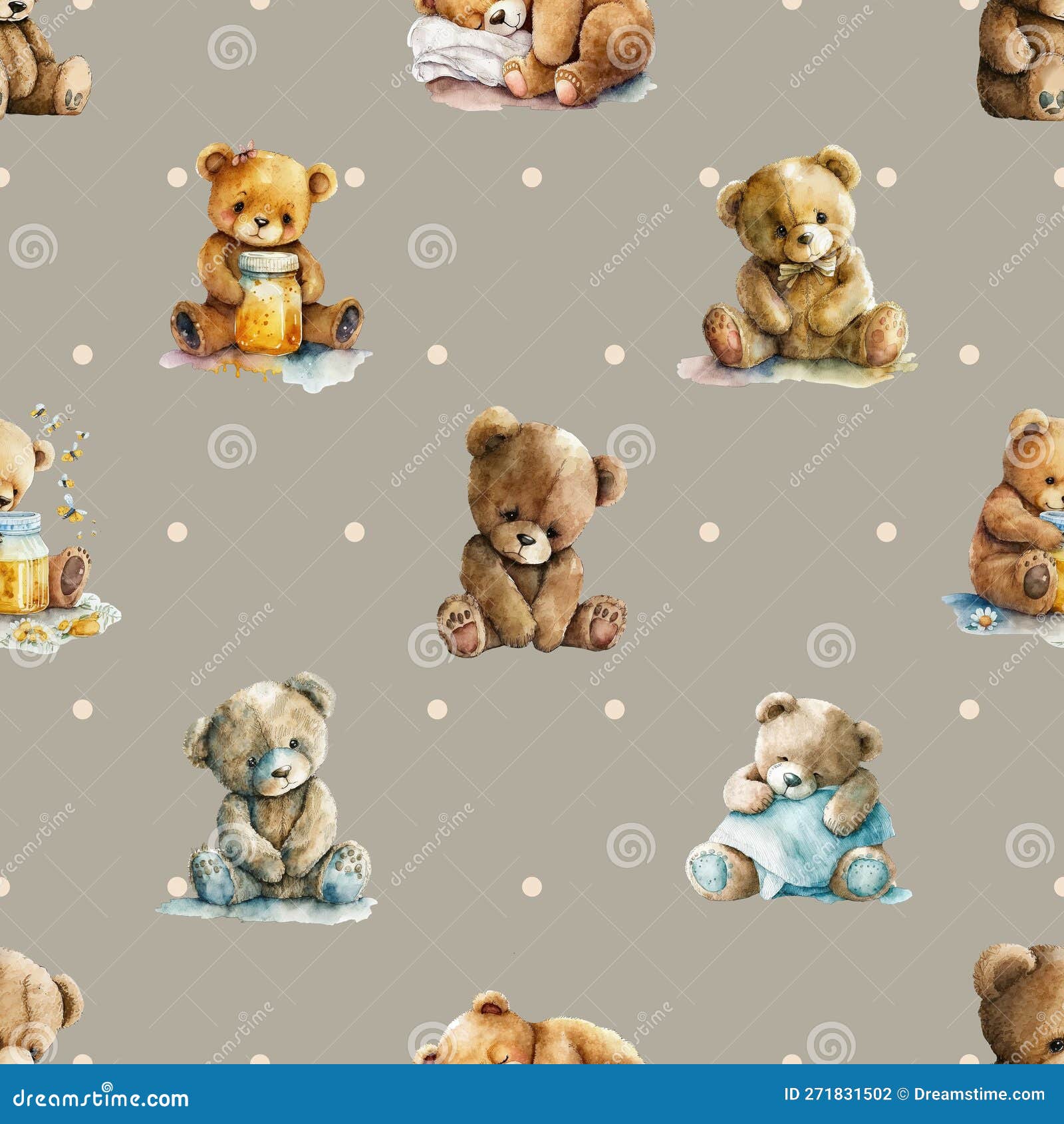 Seamless Repeating Pattern with Cute Bears Stock Illustration ...