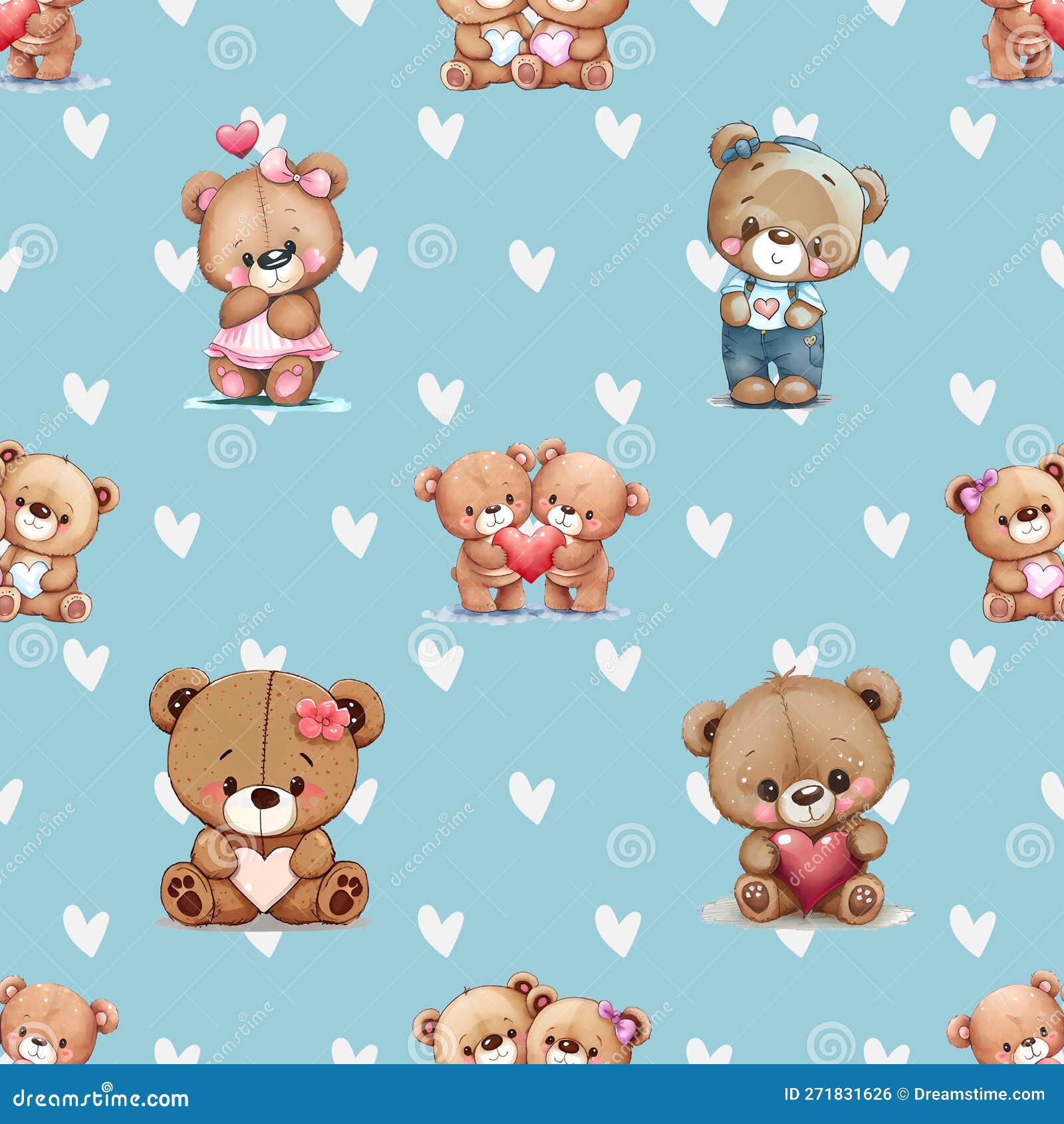 Seamless Repeating Pattern with Cute Bears Stock Illustration ...