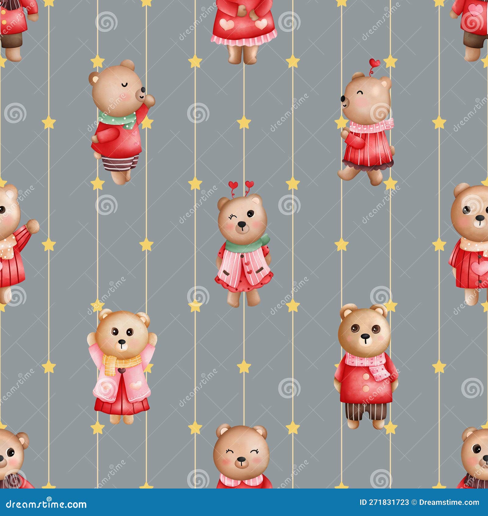 Seamless Repeating Pattern with Cute Bears Stock Illustration ...