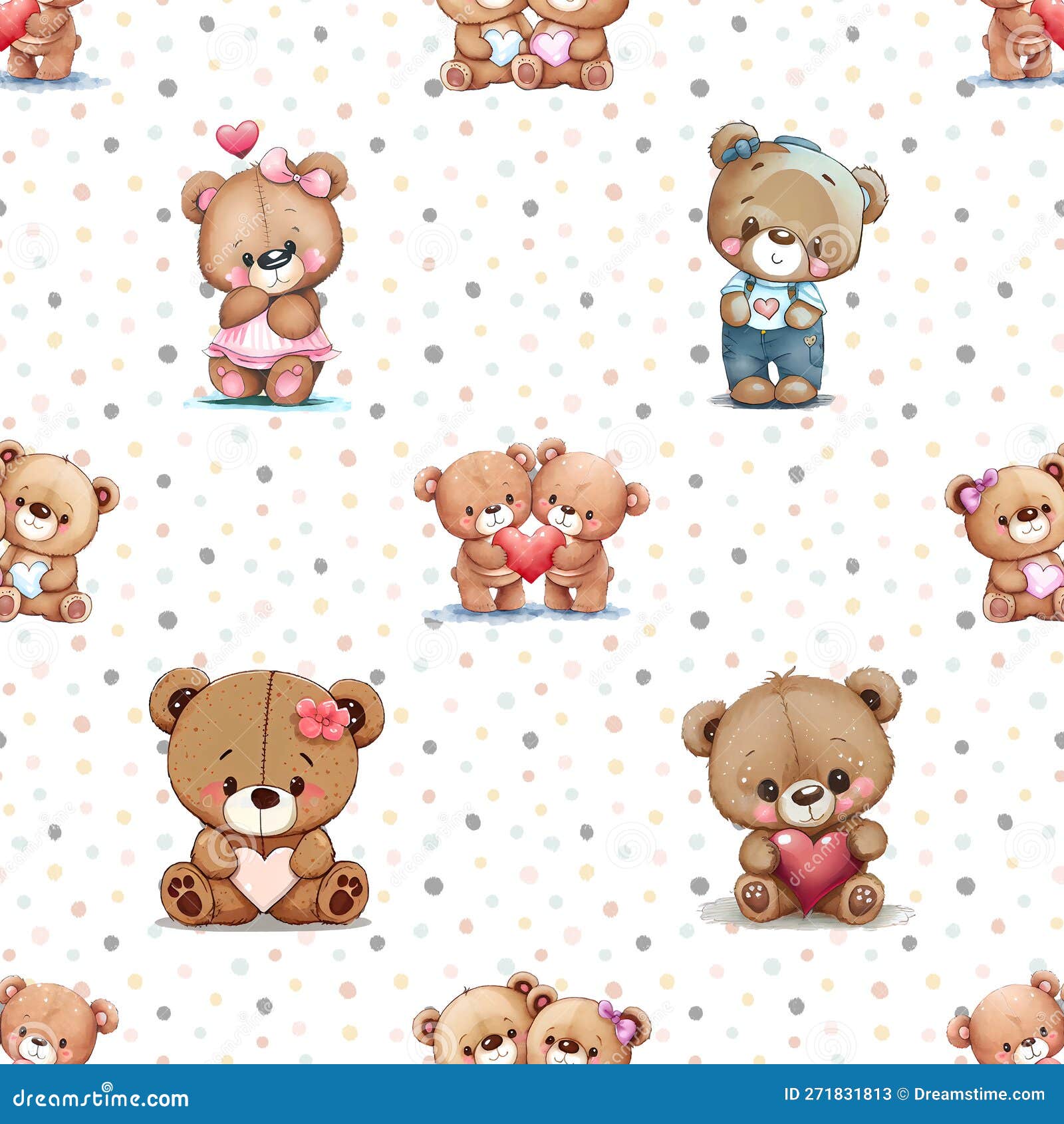 Seamless Repeating Pattern with Cute Bears Stock Illustration ...