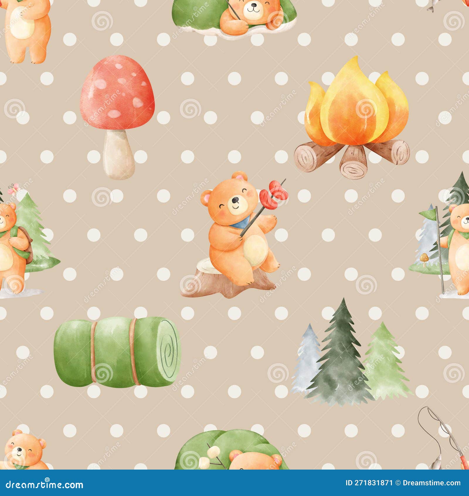 Seamless Repeating Pattern with Cute Bears Stock Illustration ...