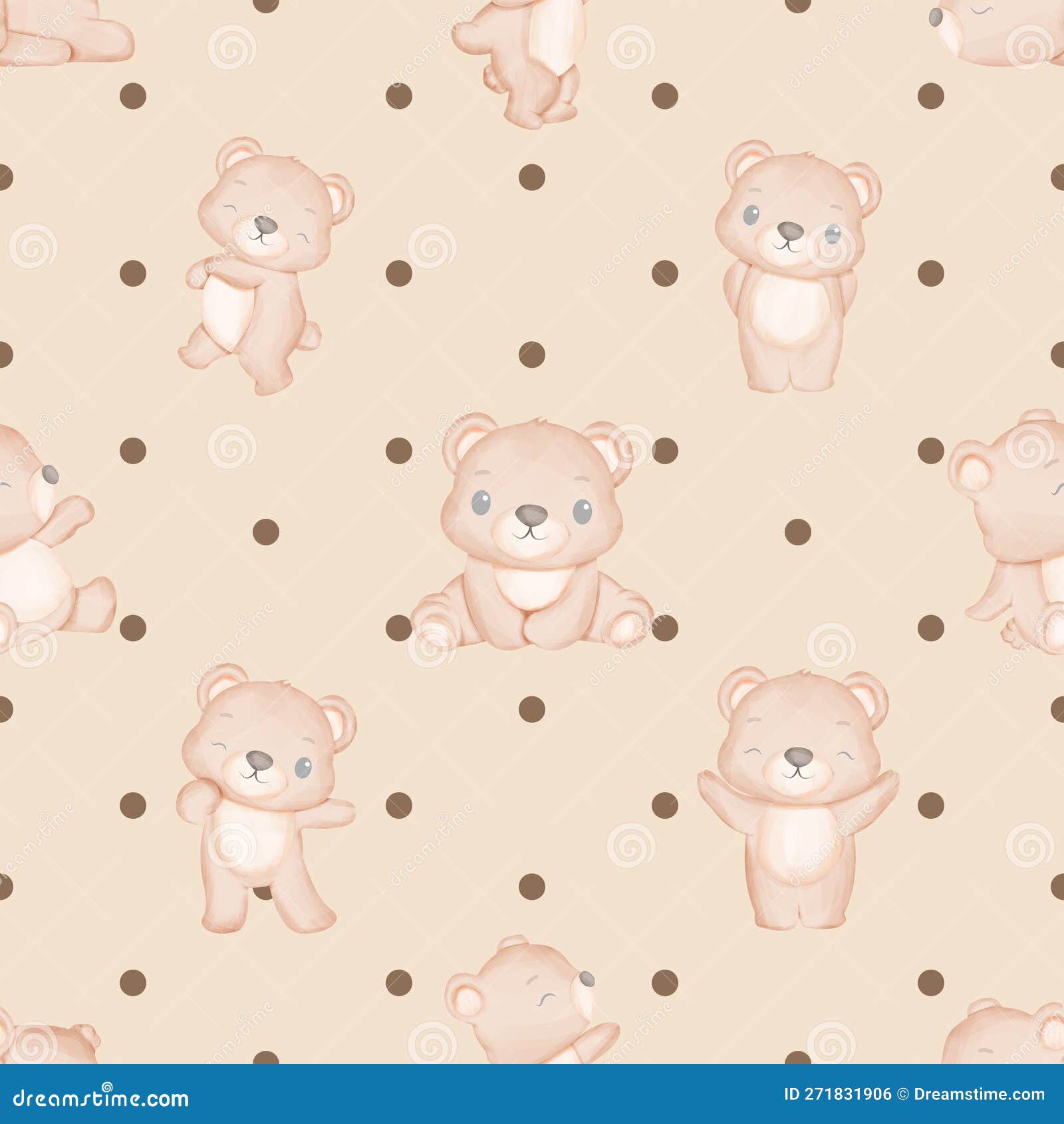 Seamless Repeating Pattern with Cute Bears Stock Illustration ...