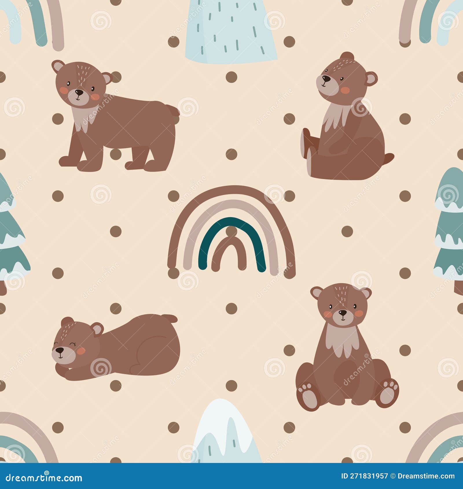 Seamless Repeating Pattern with Cute Bears Stock Illustration ...