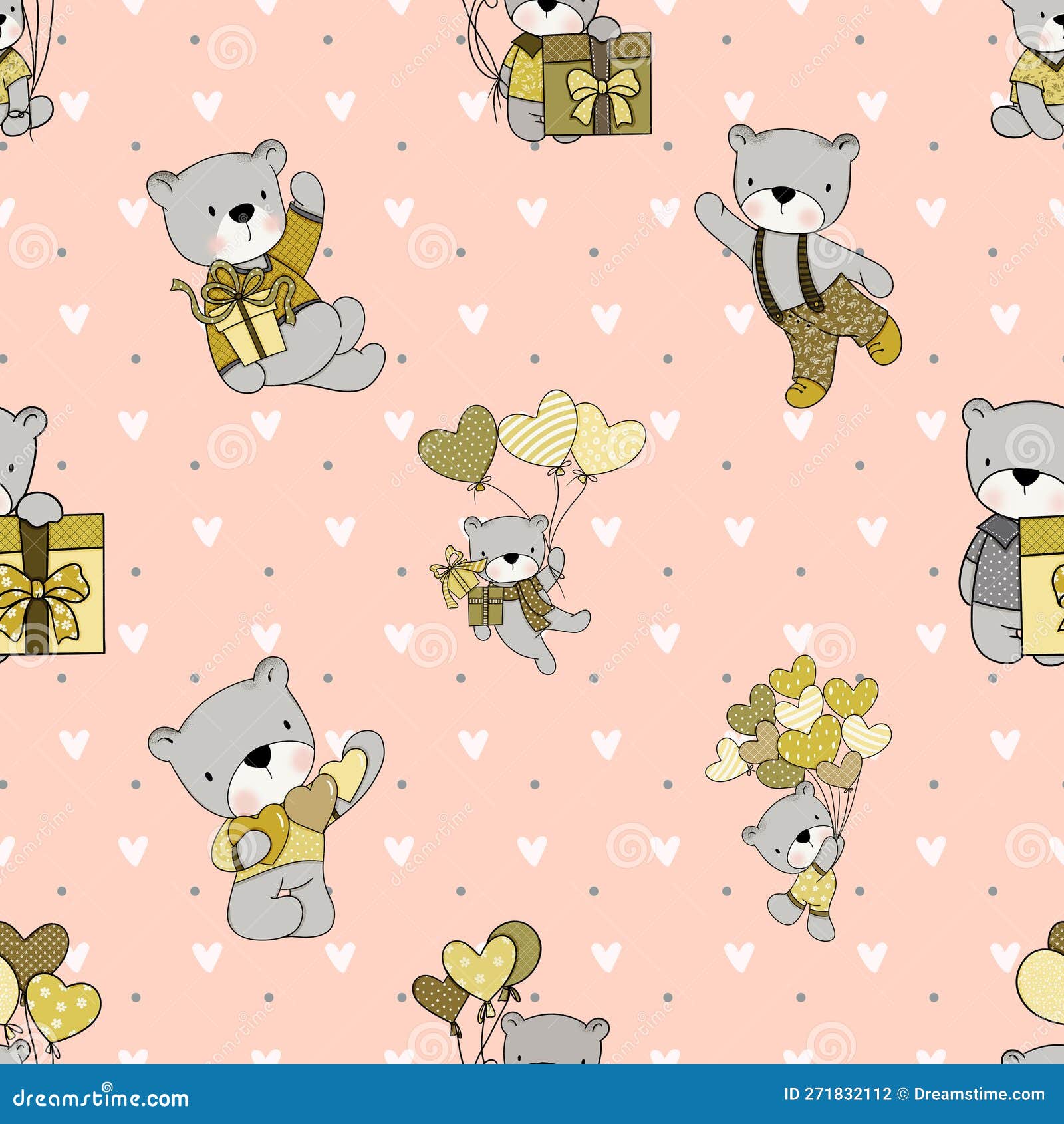 Seamless Repeating Pattern with Cute Bears Stock Illustration ...