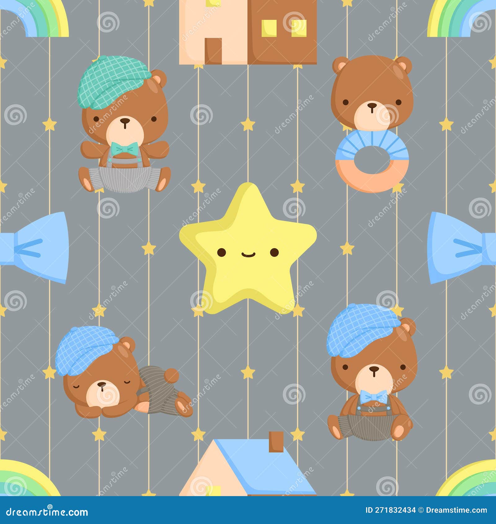 Seamless Repeating Pattern with Cute Bears Stock Illustration ...