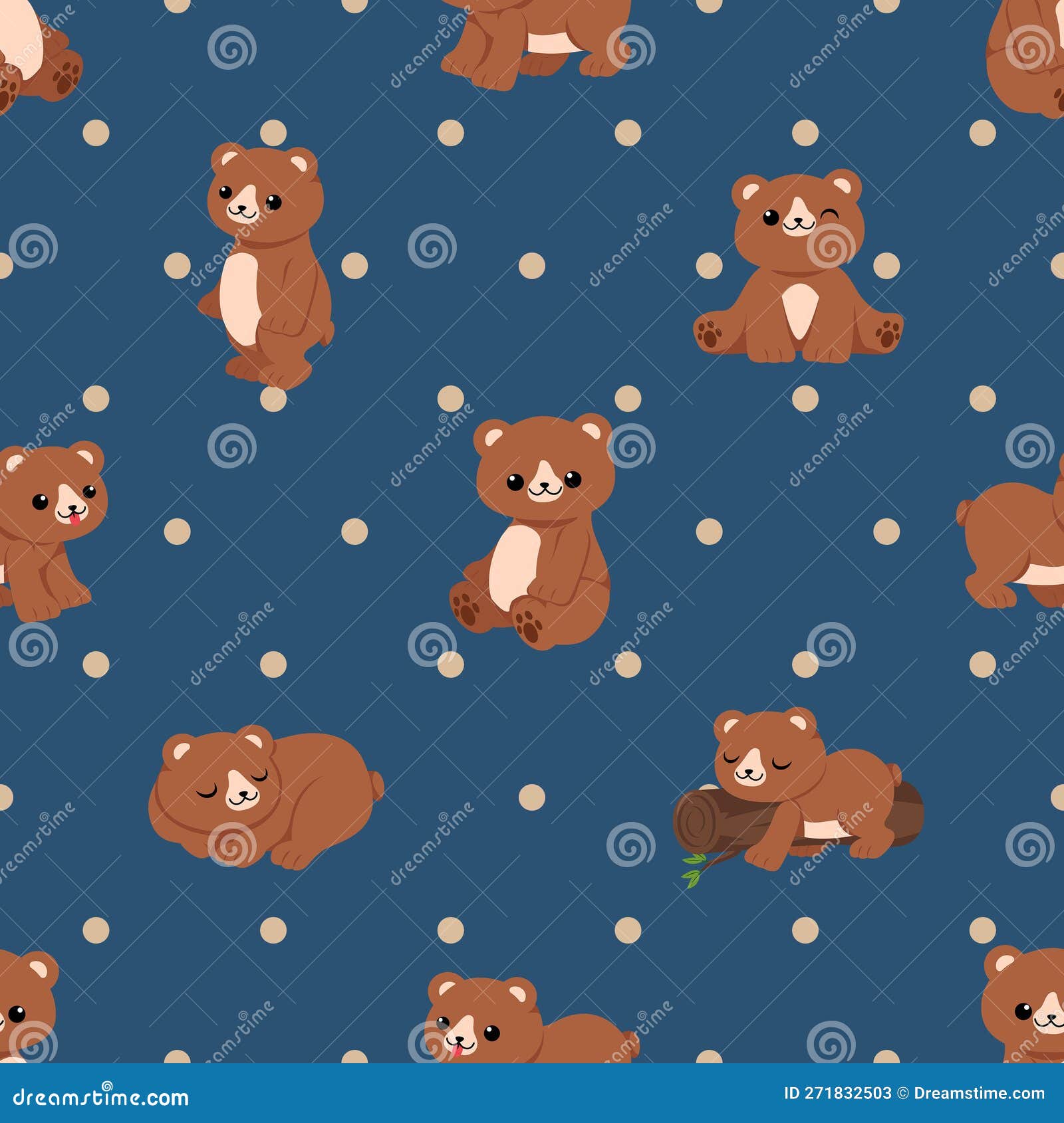 Seamless Repeating Pattern with Cute Bears Stock Illustration ...