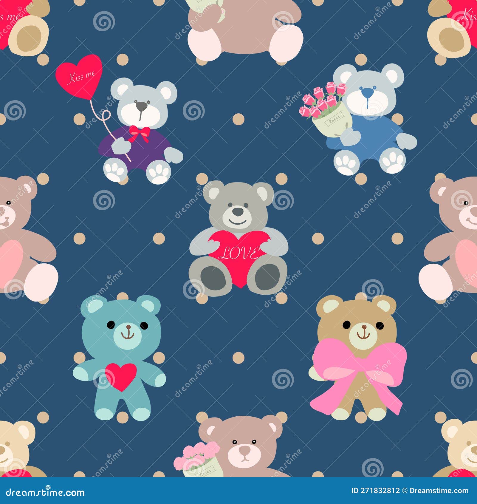 Seamless Repeating Pattern with Cute Bears Stock Illustration ...