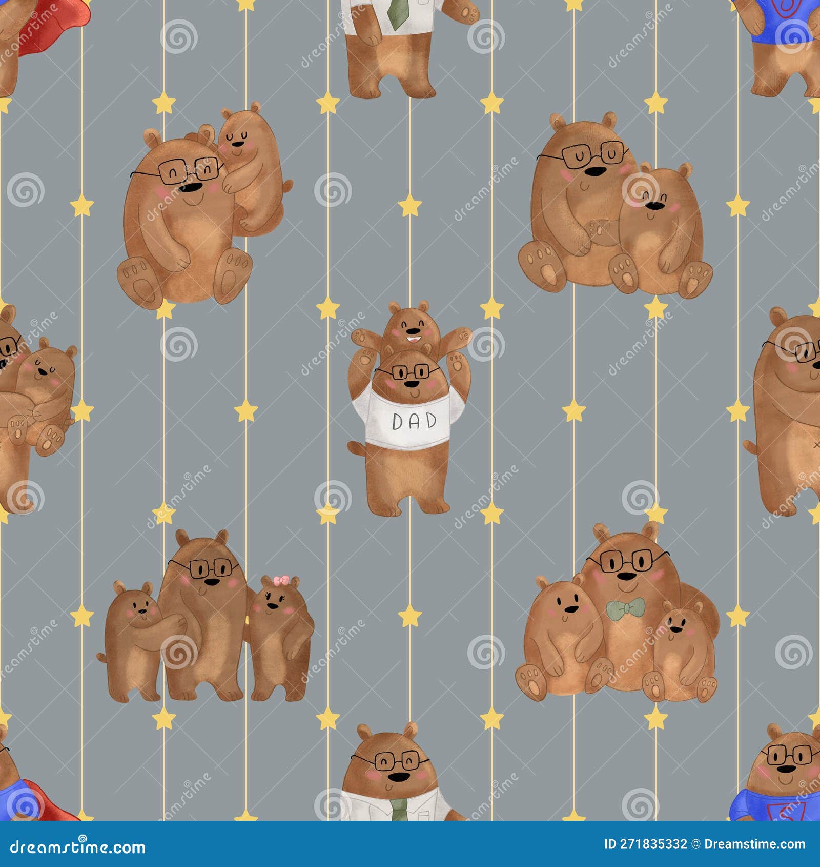 Seamless Repeating Pattern with Cute Bears Stock Illustration ...