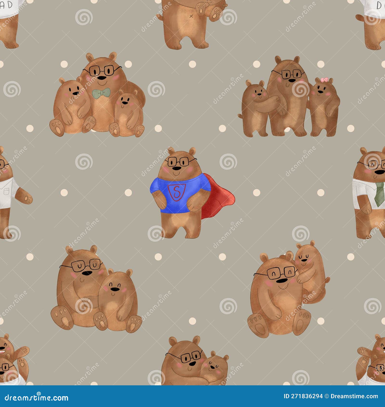 Seamless Repeating Pattern with Cute Bears Stock Illustration ...