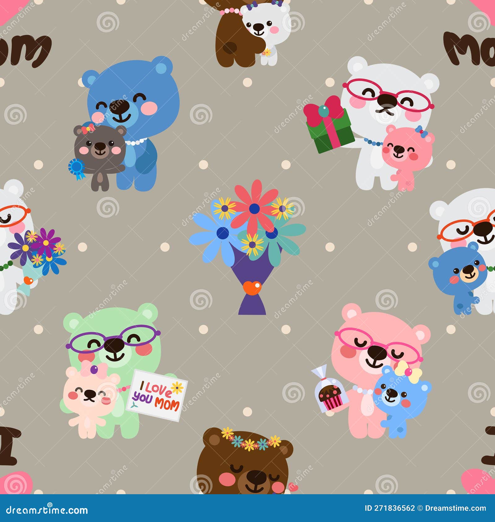 Seamless Repeating Pattern with Cute Bears Stock Illustration ...