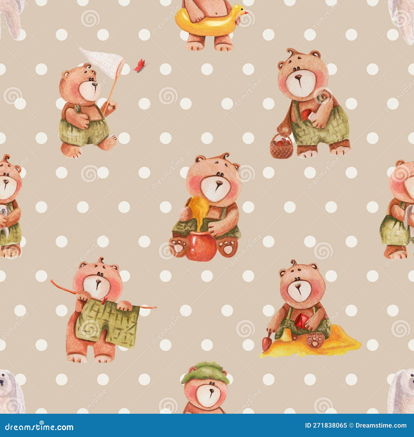 Seamless Repeating Pattern with Cute Bears Stock Illustration ...