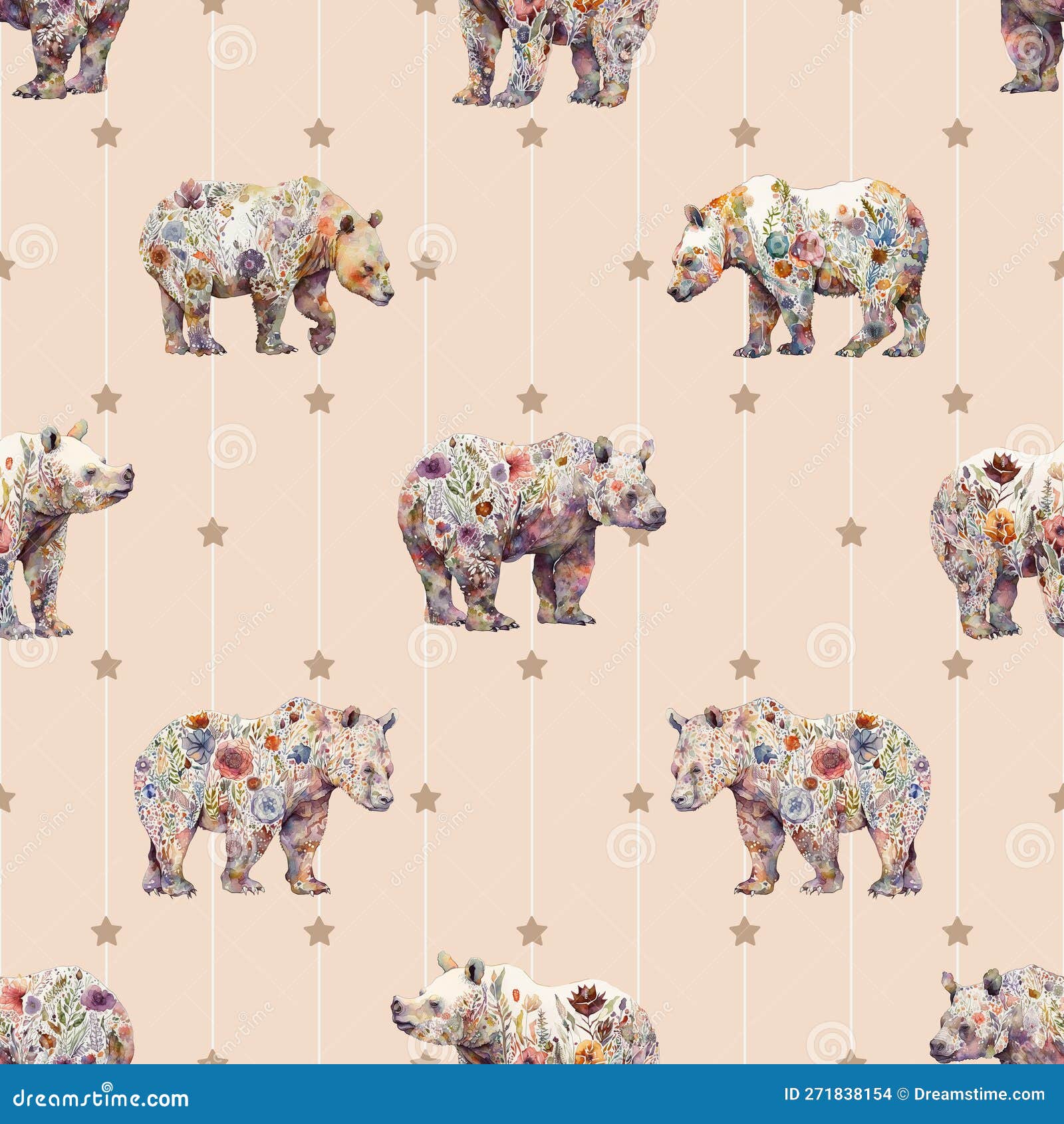 Seamless Repeating Pattern with Cute Bears Stock Illustration ...