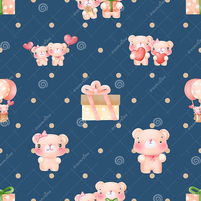 Seamless Repeating Pattern with Cute Bears Stock Illustration ...