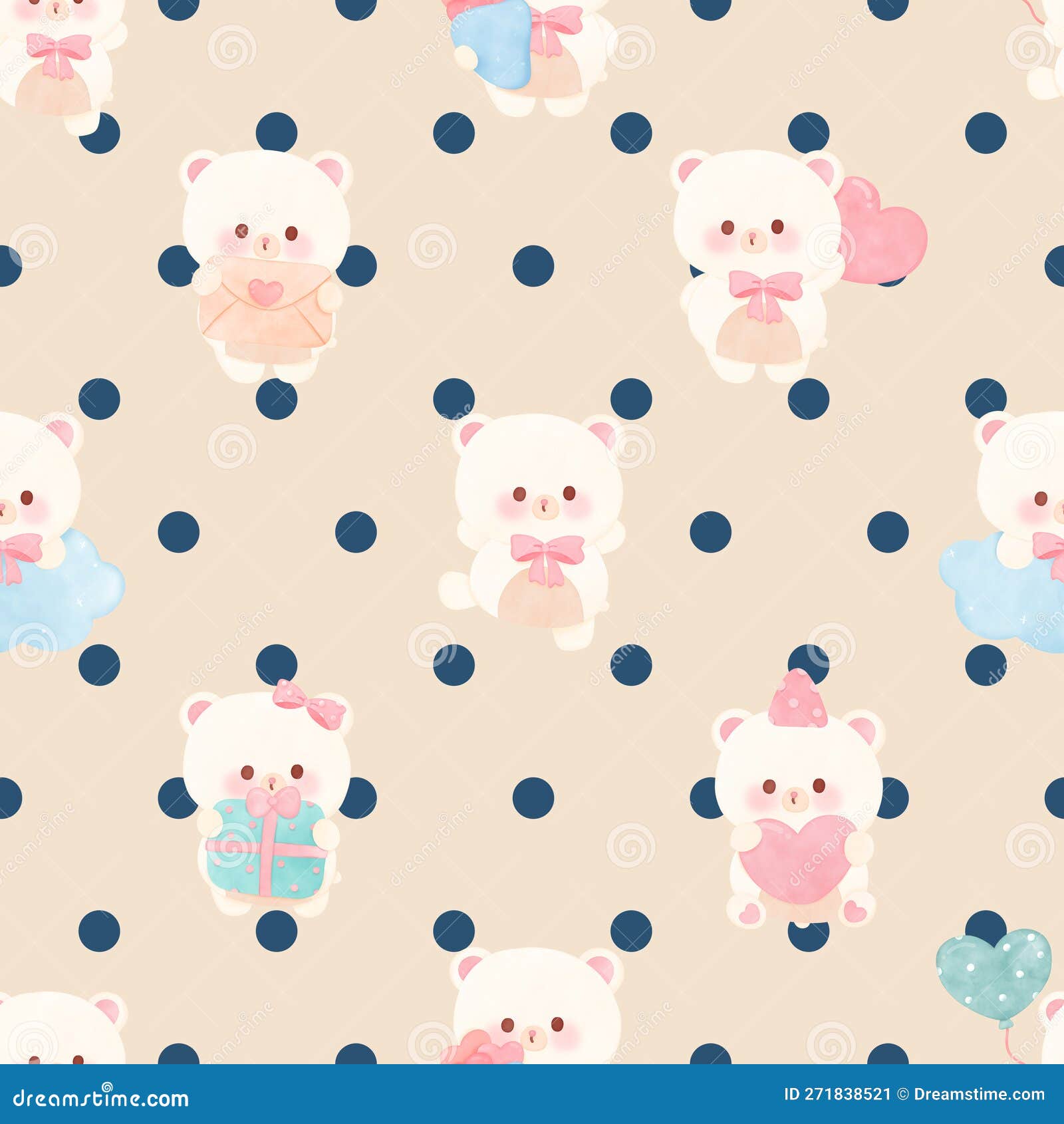 Seamless Repeating Pattern with Cute Bears Stock Illustration ...