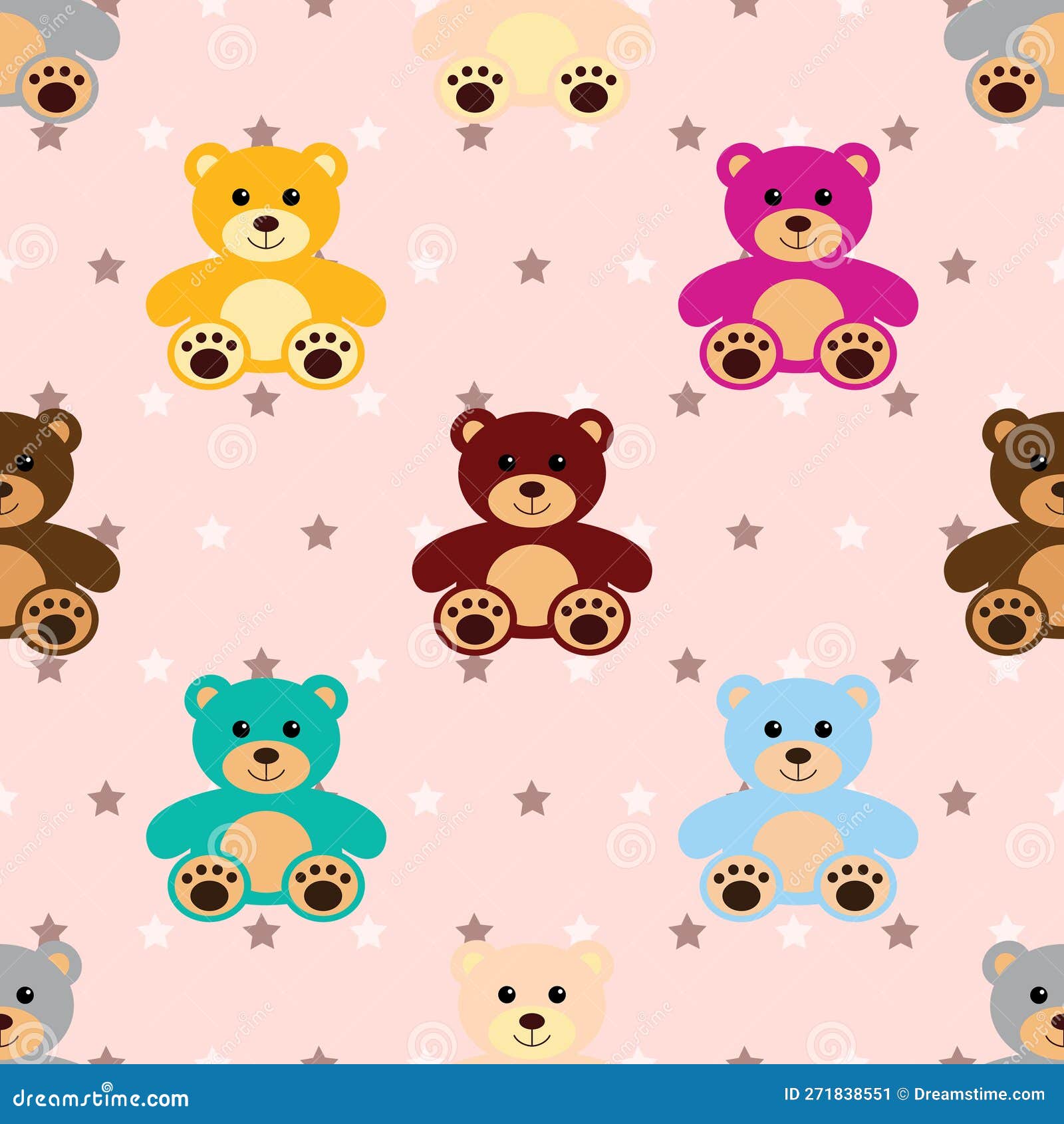 Seamless Repeating Pattern with Cute Bears Stock Illustration ...