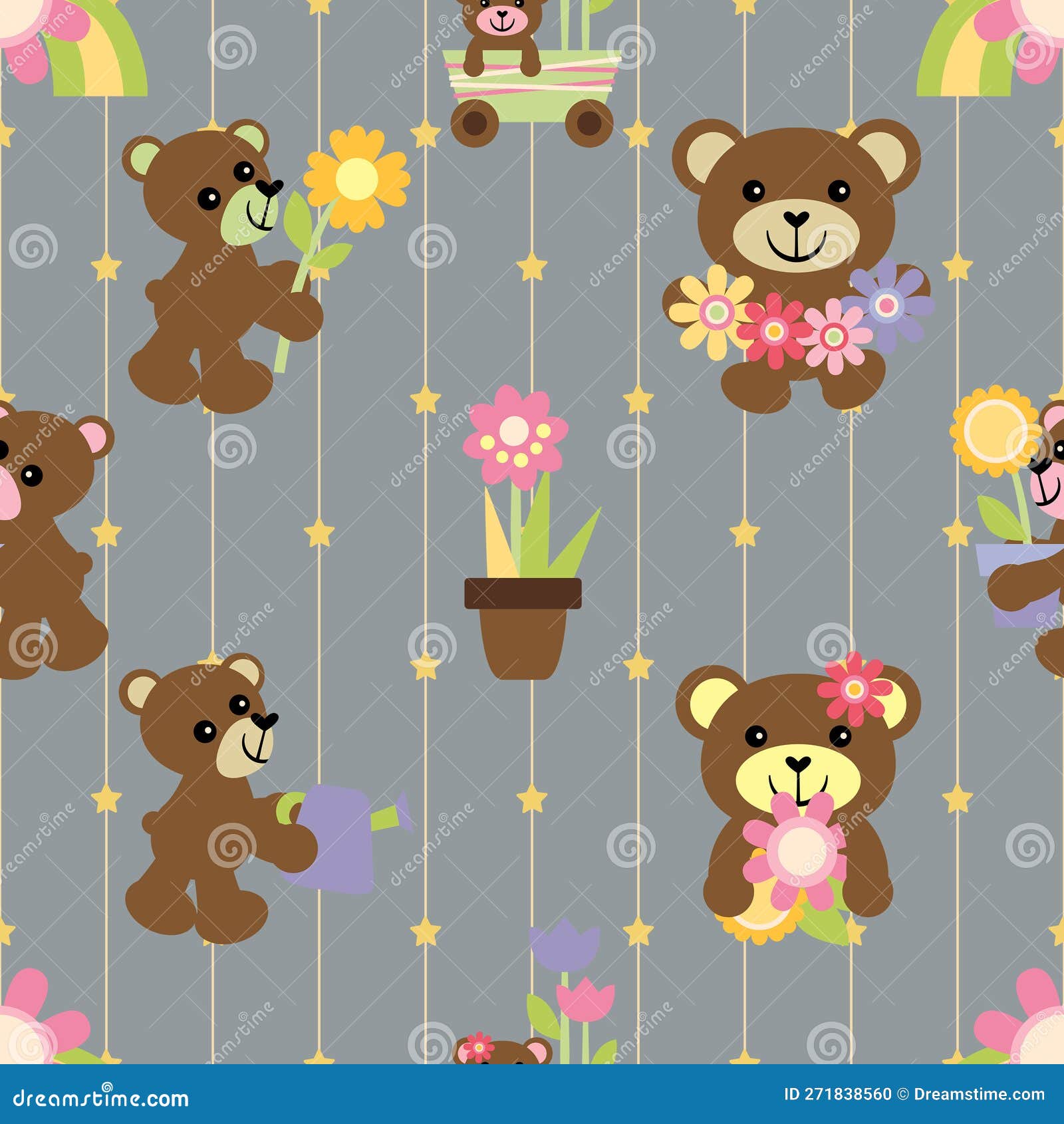 Seamless Repeating Pattern with Cute Bears Stock Illustration ...