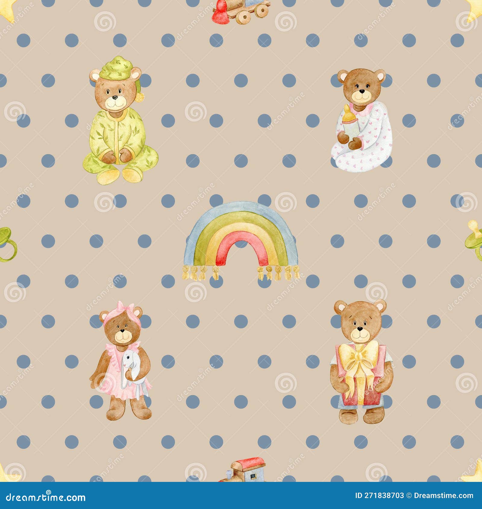 Seamless Repeating Pattern with Cute Bears Stock Illustration ...