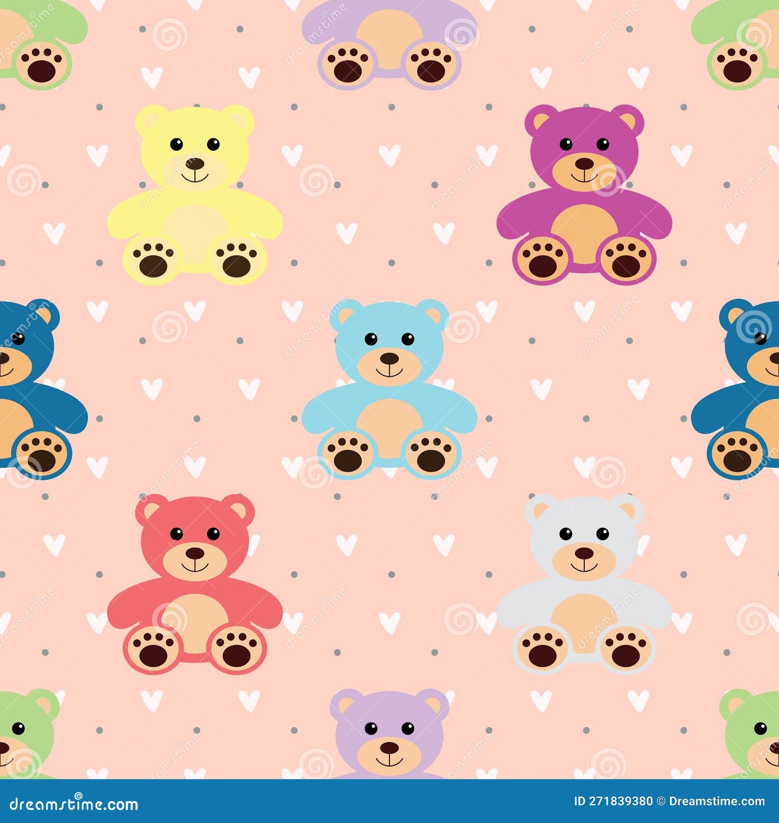 Seamless Repeating Pattern with Cute Bears Stock Illustration ...