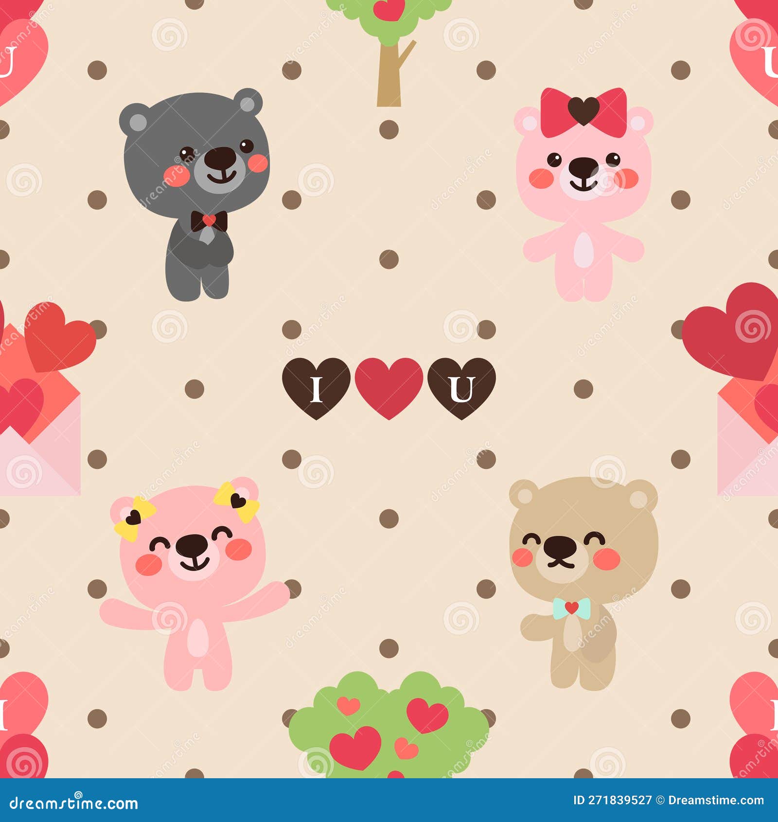 Seamless Repeating Pattern with Cute Bears Stock Illustration ...