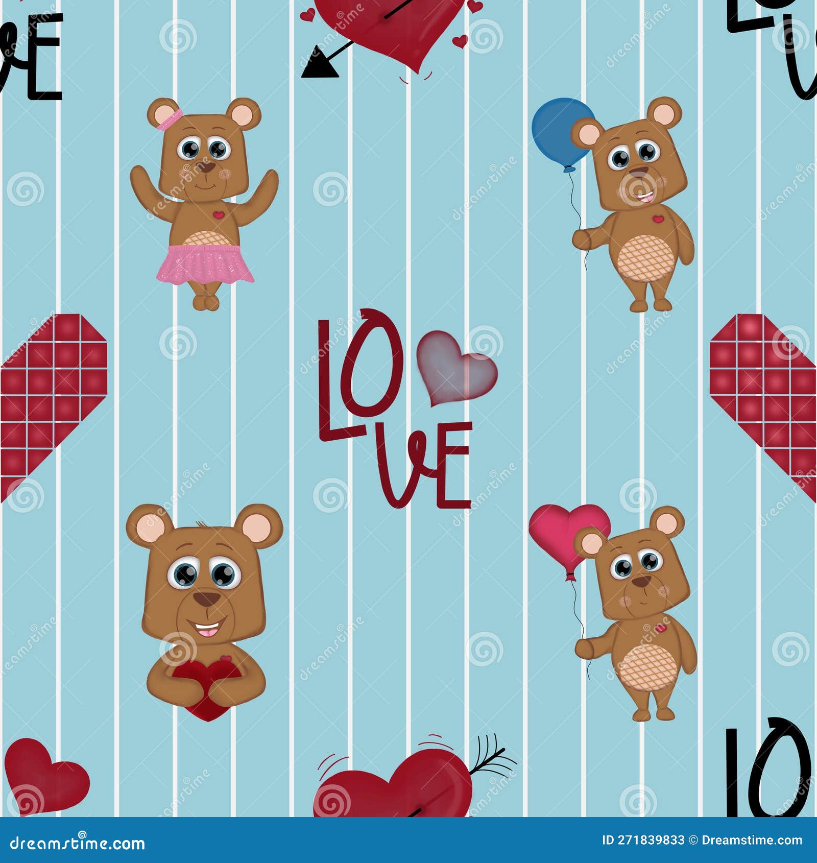 Seamless Repeating Pattern with Cute Bears Stock Illustration ...