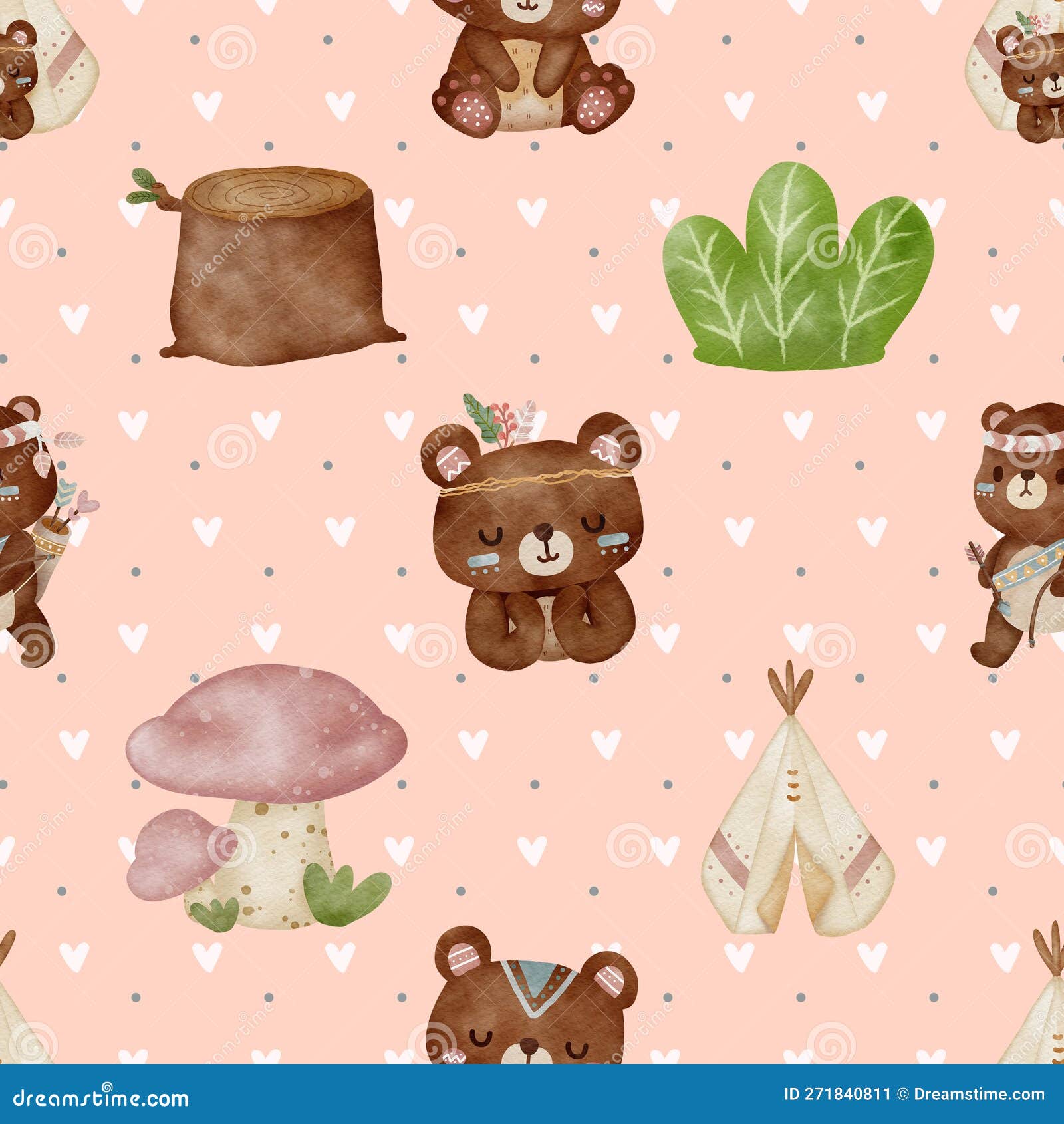 Seamless Repeating Pattern with Cute Bears Stock Illustration ...